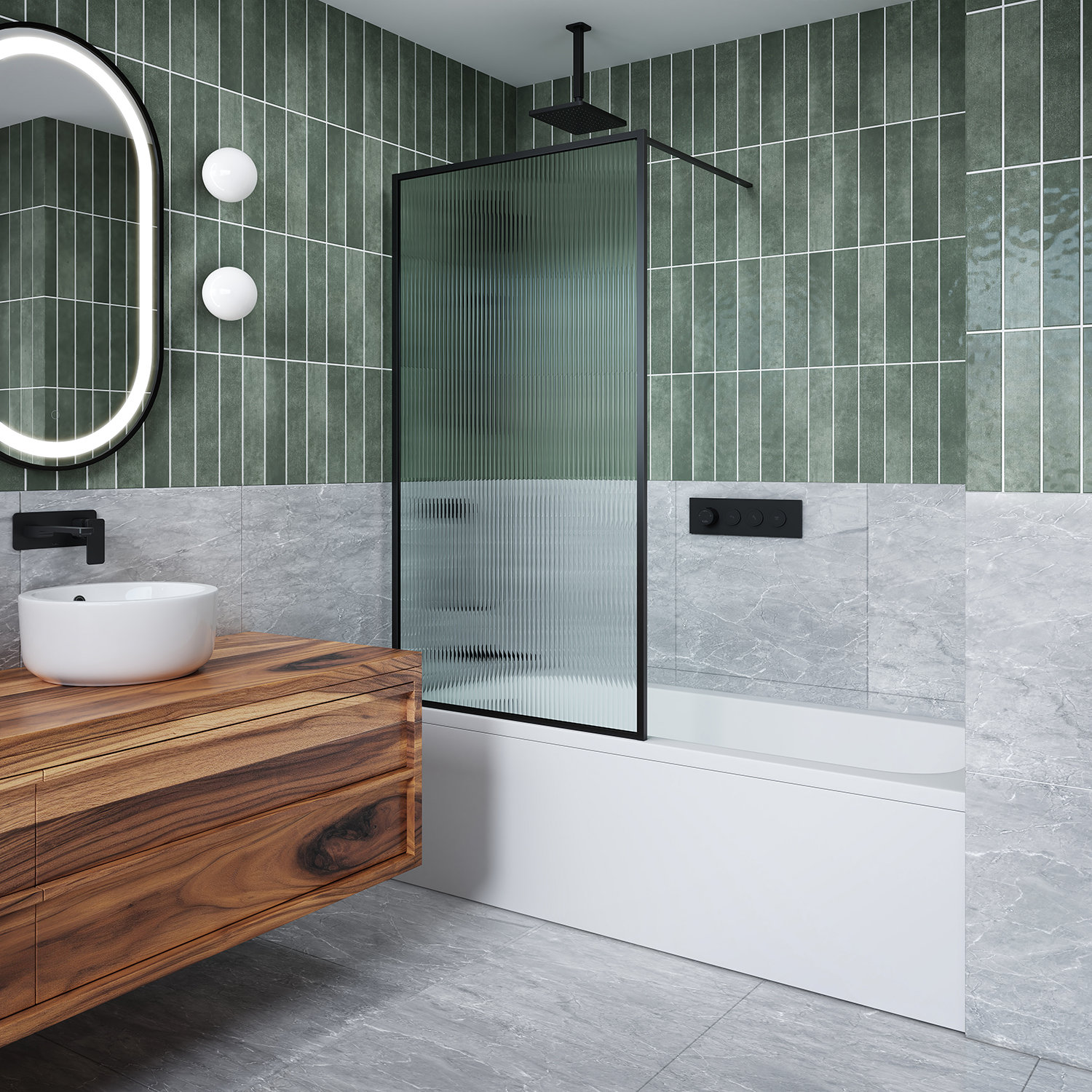 Kalia Squareone - Complete Shower System with Push-Button Valve and ...