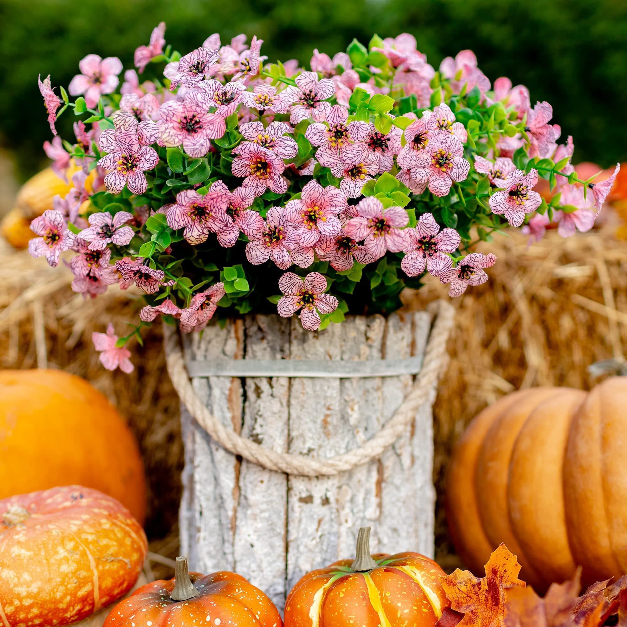 Primrue Artificial Outdoor Fake Flowers, 16 bunches, fade & UV ...