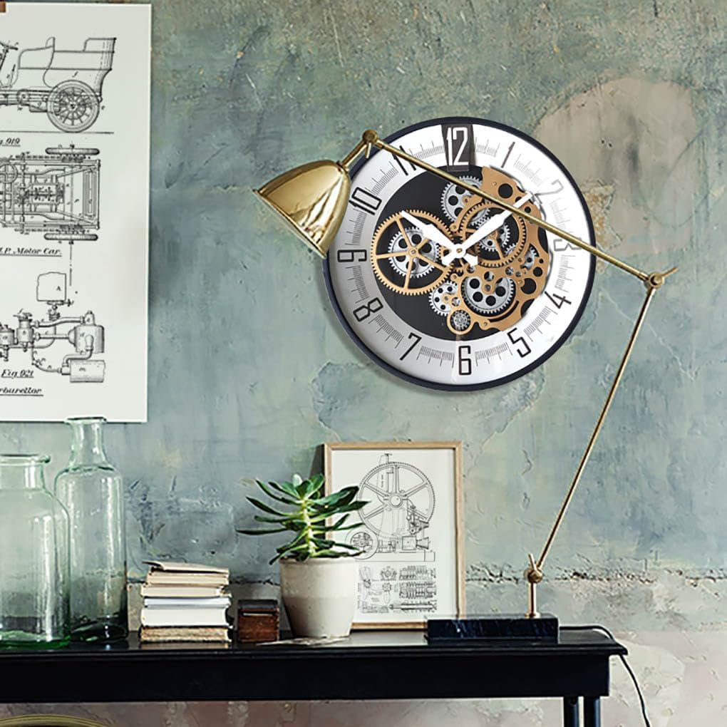 17 Stories Industrial Steampunk Wall Clock With Moving Gears - Vintage ...