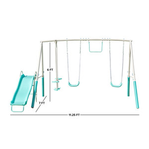 Sportspower Arcadia Metal Swing Set with Glider, Trapeze on 5' Blow ...