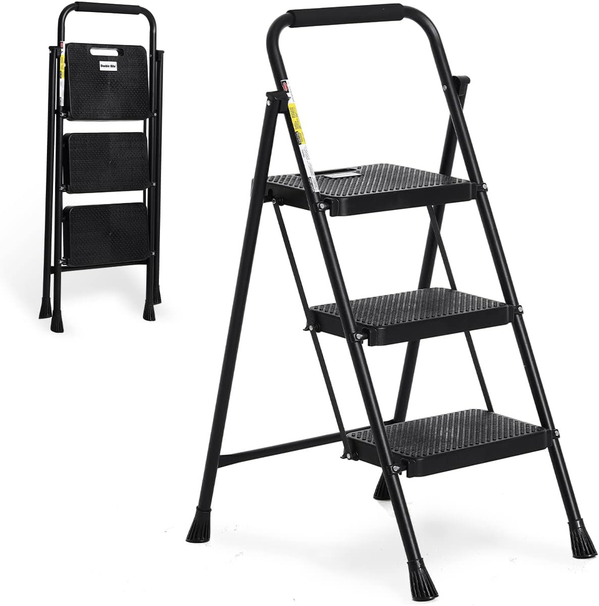 WFX Utility™ Step Ladder 3 Step Folding With Handgrip, 500Lbs Steel ...