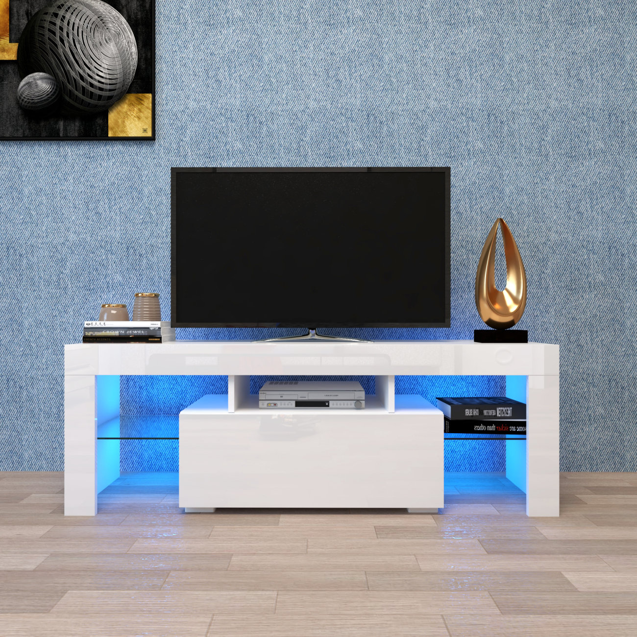 Mercer41 Entertainment TV Stand, Large TV Stand TV Base Stand With LED ...