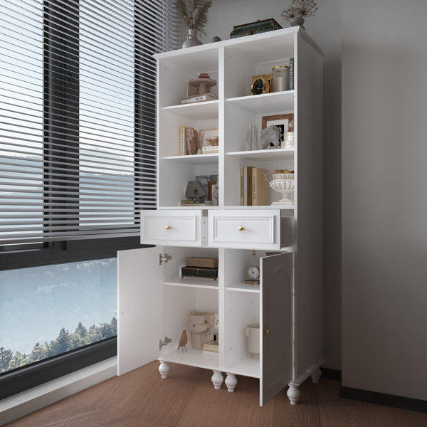 Alcott Hill® Elegant Double-Sided Bookcase With Twin Cabinets And ...