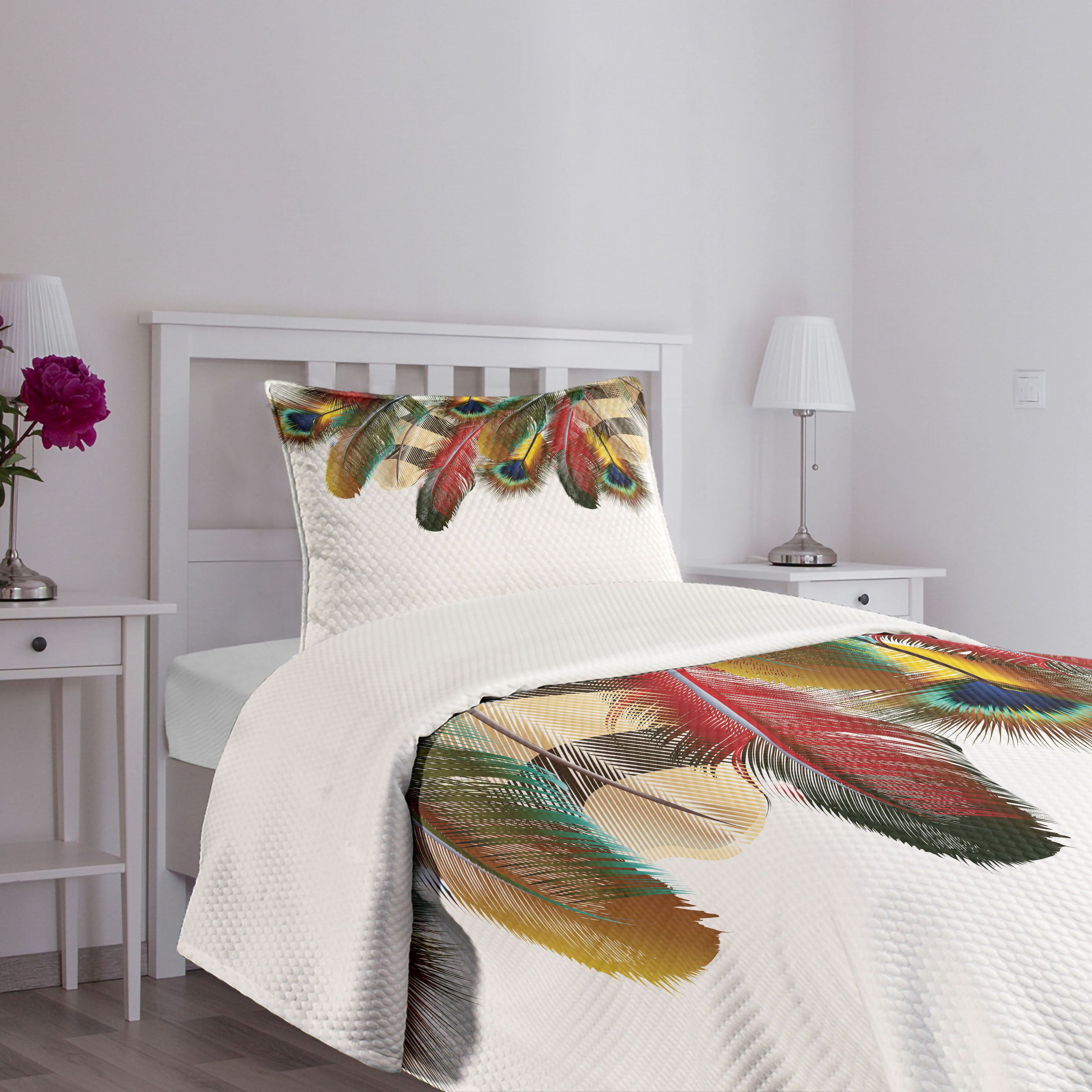 Ambesonne Peacock Bedspread Vibrant | Wayfair