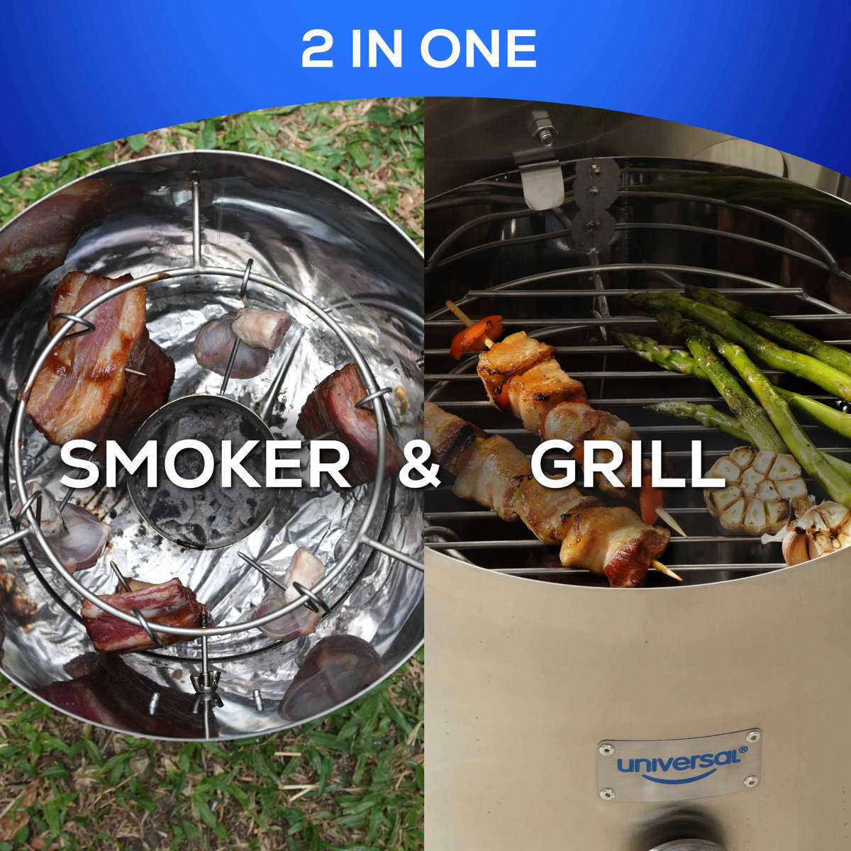 Universal Stainless Steel Small 6-pound Charcoal Barrel Smoker with ...