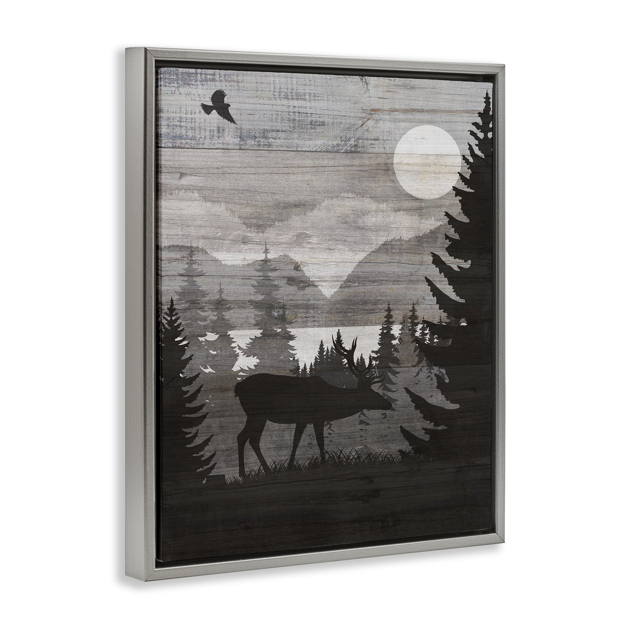 Millwood Pines Rustic Moose at Night Floating Frame, design by Susan ...
