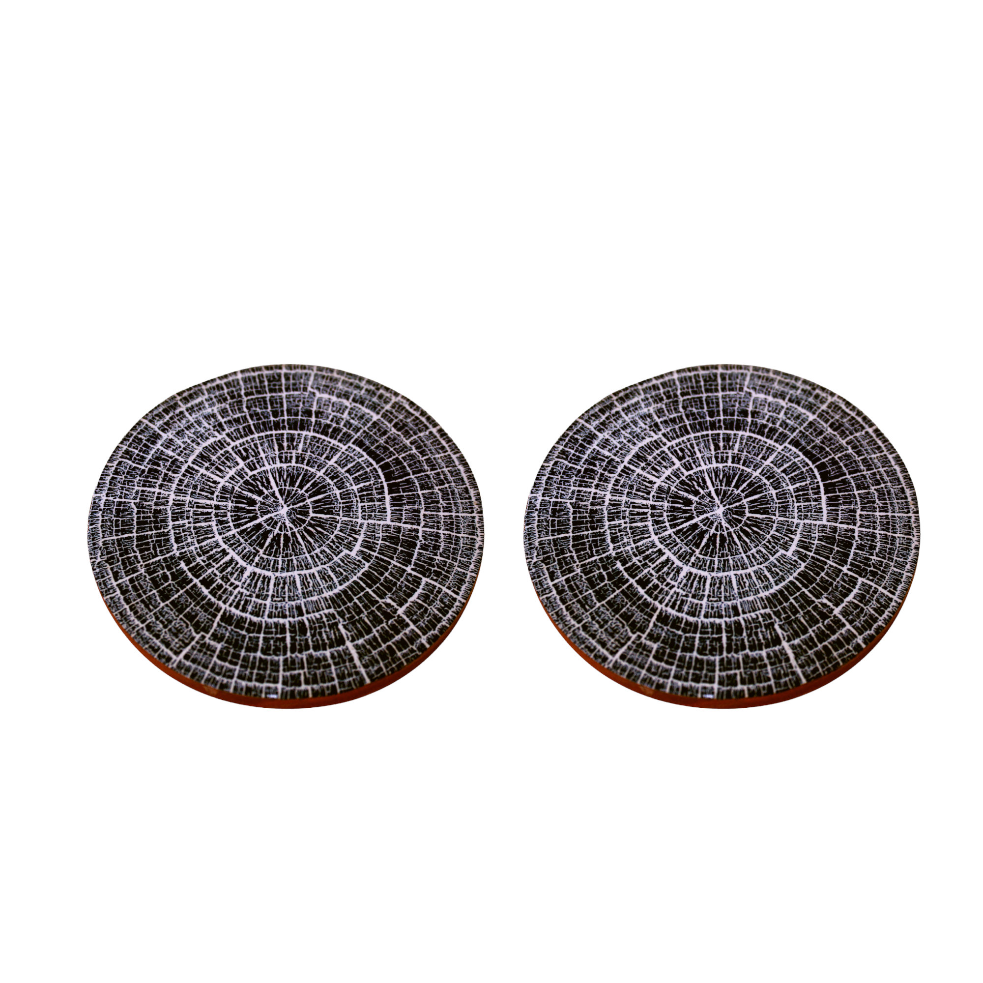 Bungalow Rose Handmade Blue Printed Wood Coaster Set Of Two | Wayfair