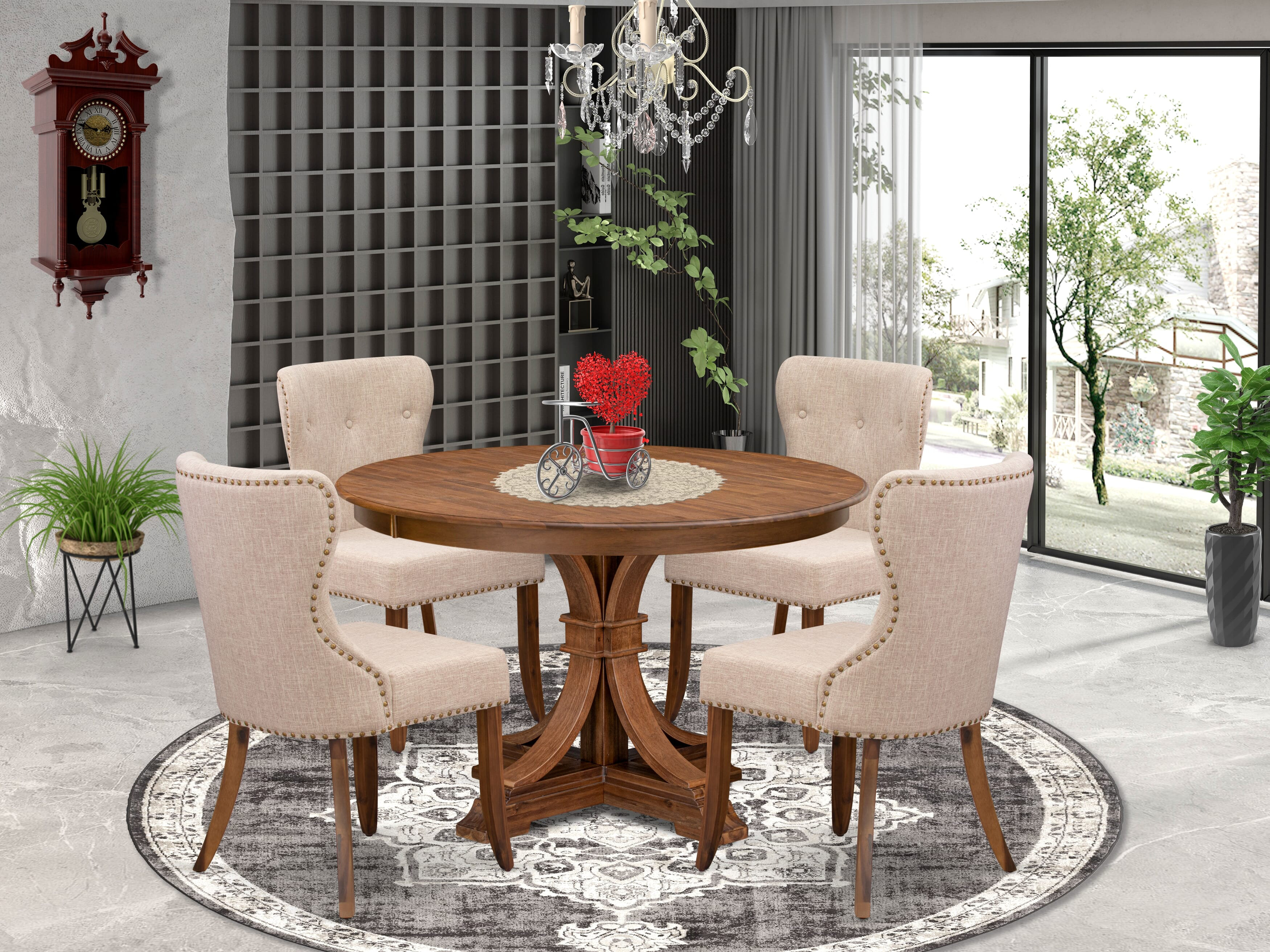 Red Barrel Studio® 5-Pc Kitchen Set Includes a Pedestal Wooden Round ...