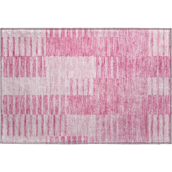 Bungalow Rose Premium Machine Washable Prisco Pink Rug | Wayfair