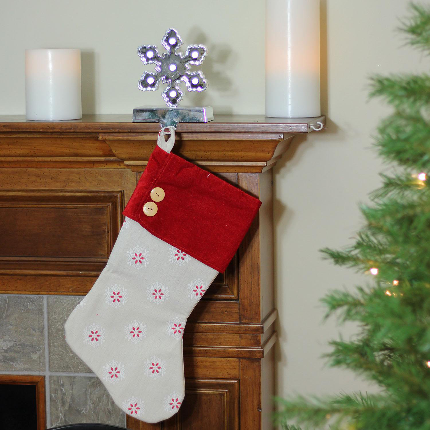 Northlight Seasonal 18.75" Beige with Red & White Embroidered ...