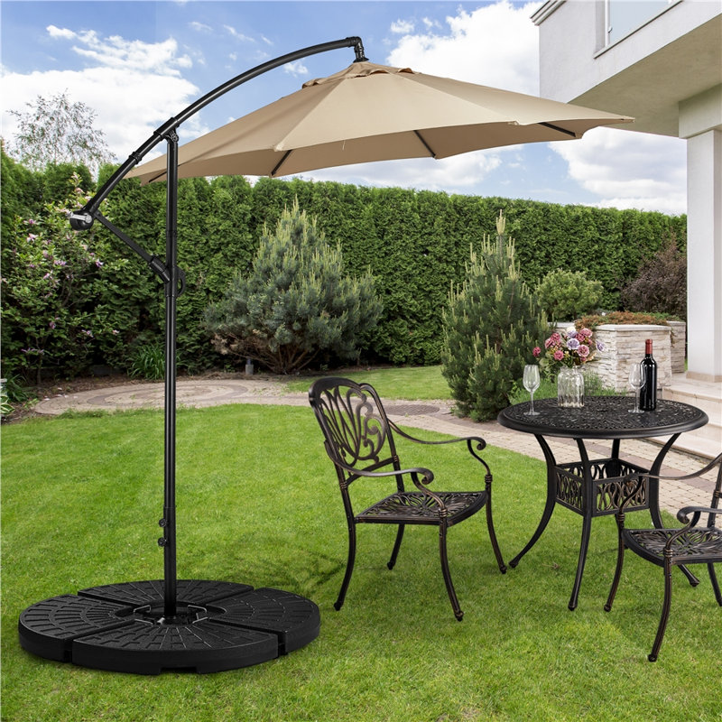 Arlmont & Co. Buchan 4 Piece Fillable Patio Umbrella 145 lb Base Stand ...