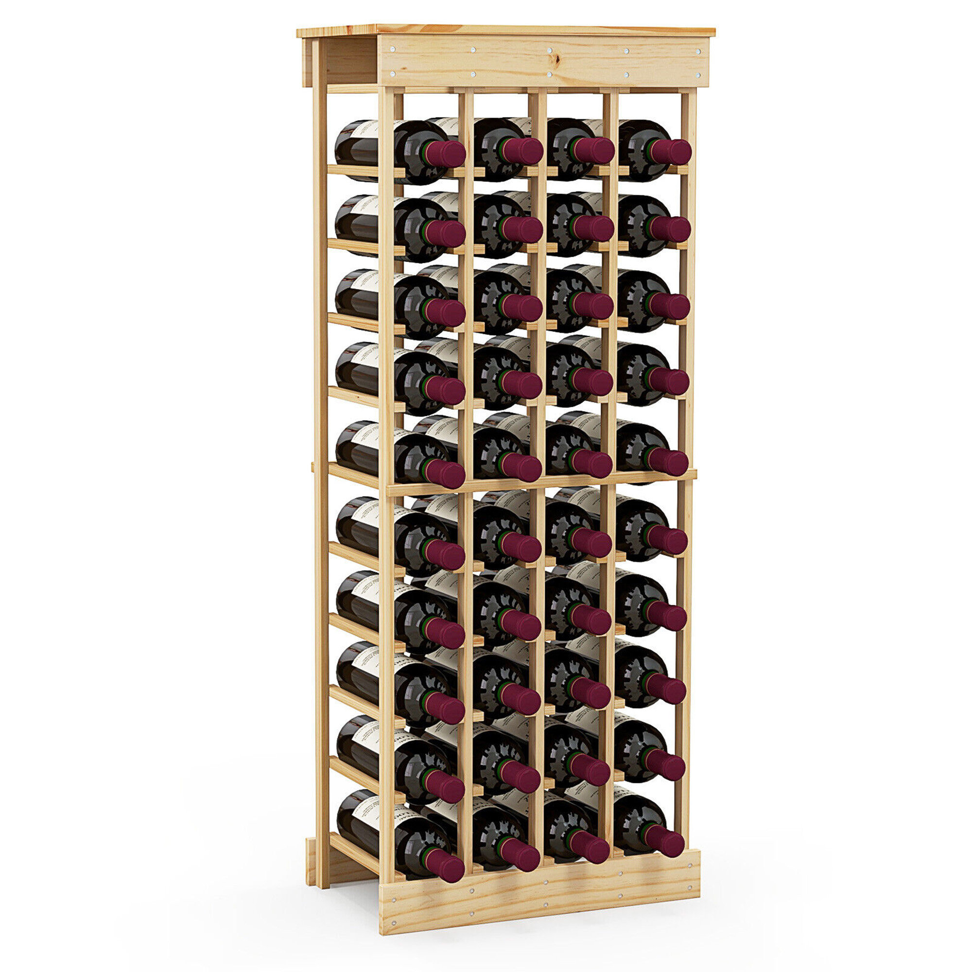 Winston Porter Monish 40 Bottle Solid Wood Floor Wine Bottle Rack in ...