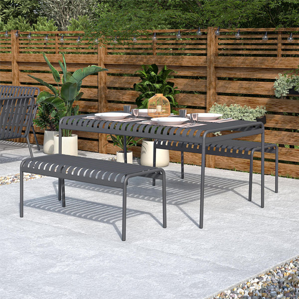 Novogratz Ola 3-Piece Outdoor Table and Bench Set & Reviews | Wayfair