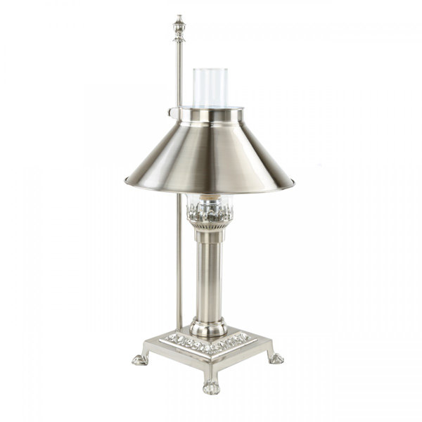 Charlton Home® Crompton Table Lamp Silvertone Brass Lamp 20"H ...