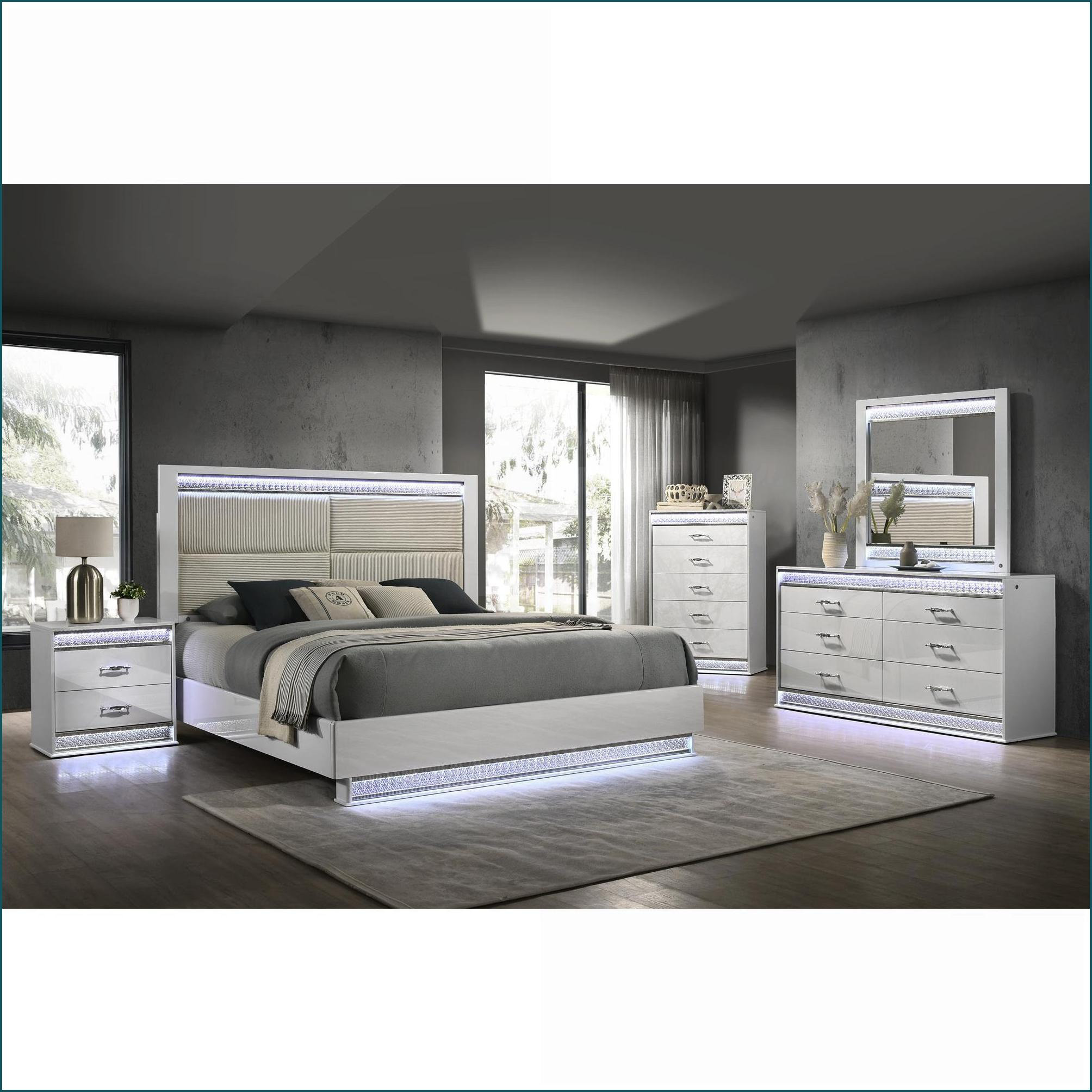Red Barrel Studio® Bedroom Set, 5-Piece Queen Glam Modern with LED ...