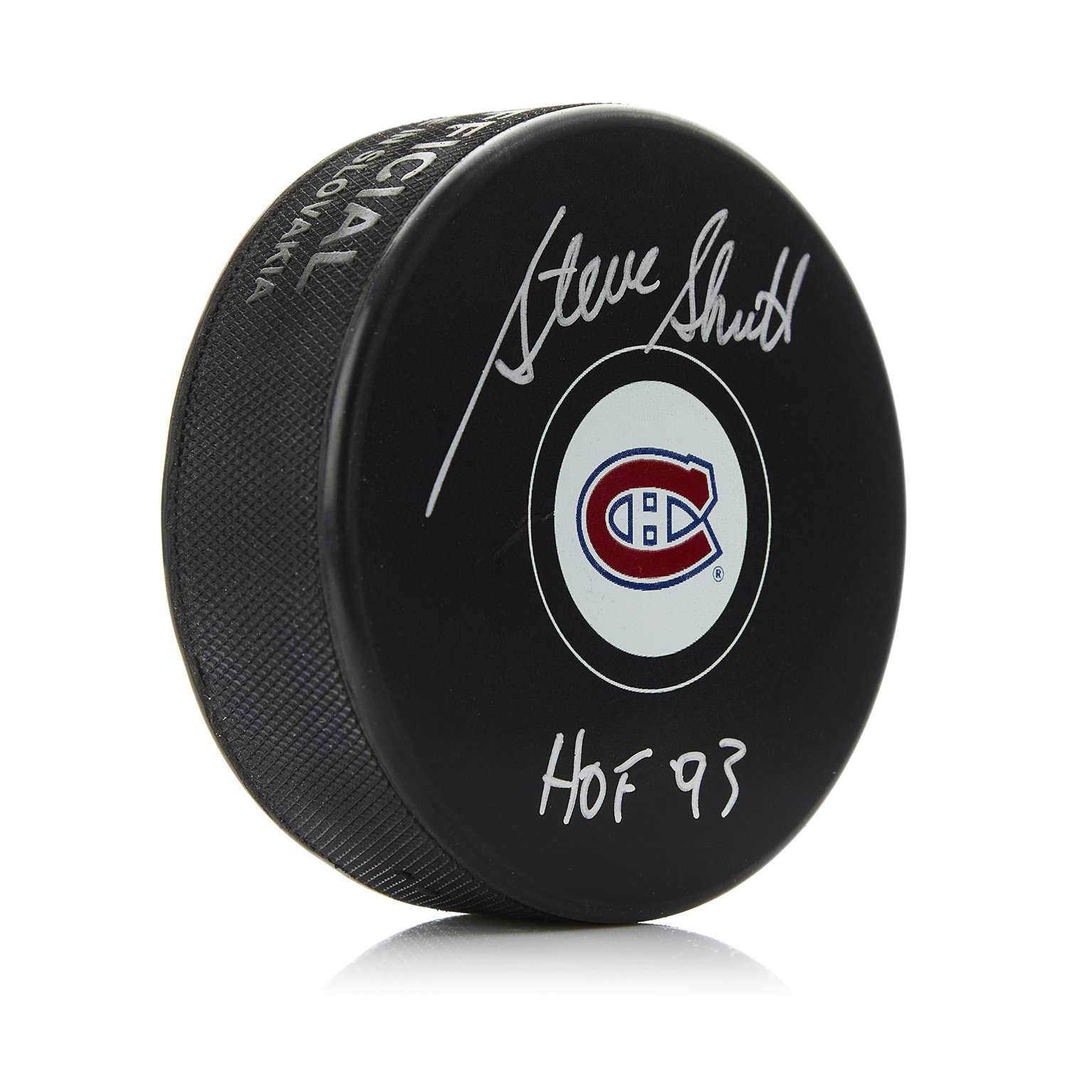 Union Rustic Steve Shutt Signed Montreal Hockey Puck with HOF note ...