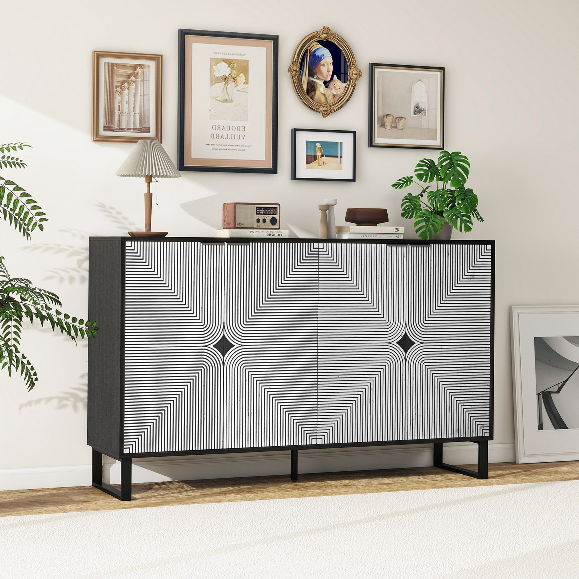 Latitude Run® Carved 4 Door Sideboard Sideboard Buffet Cabinet with ...