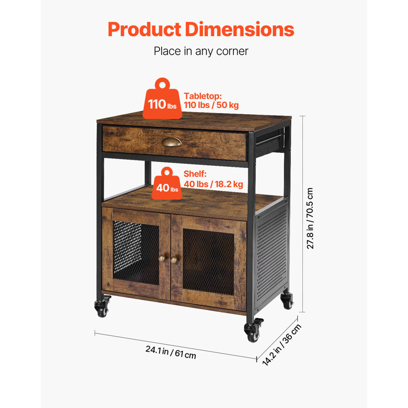 17 Stories Coffee Bar Cabinet 4-Tier Movable Coffee Bar Table with ...