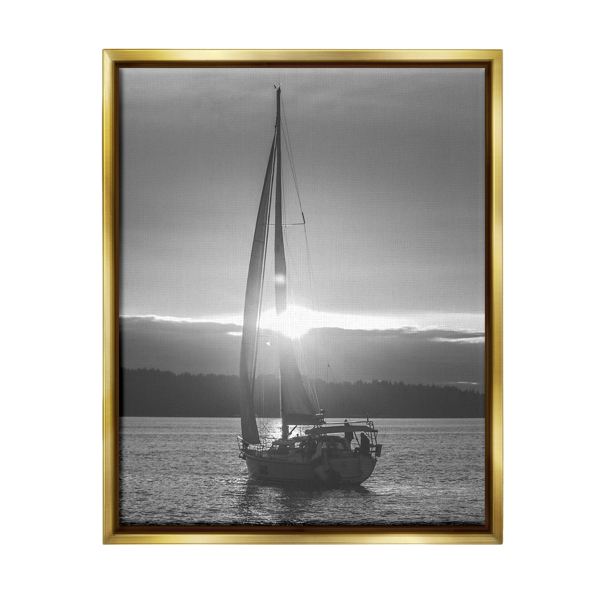 Breakwater Bay " Gray Sailboat Seascape " by Lil' Rue on Canvas | Wayfair