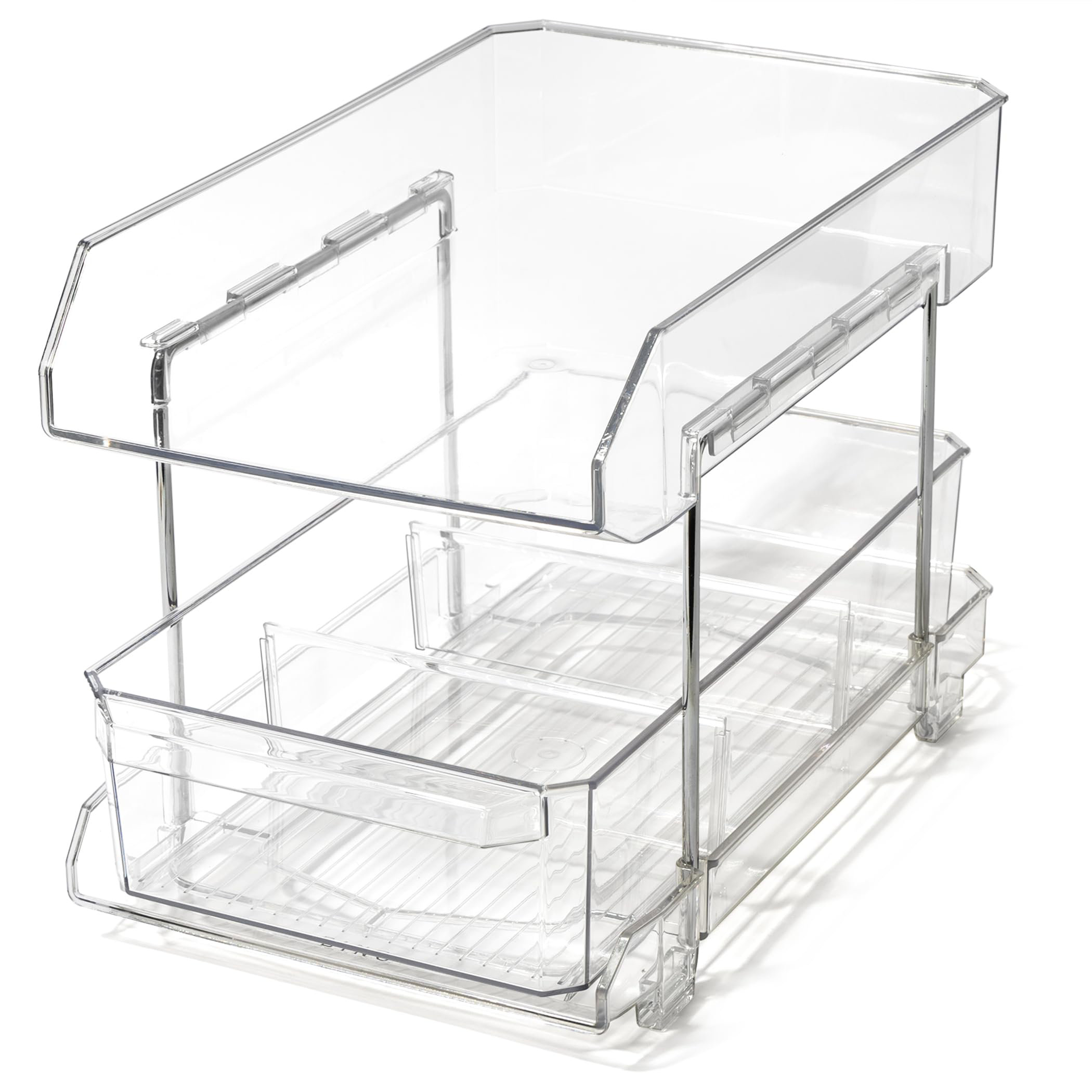 TUHOME FURNITURE LLC 2-Layer Bottom Pull-Out Storage Box With Dividers ...