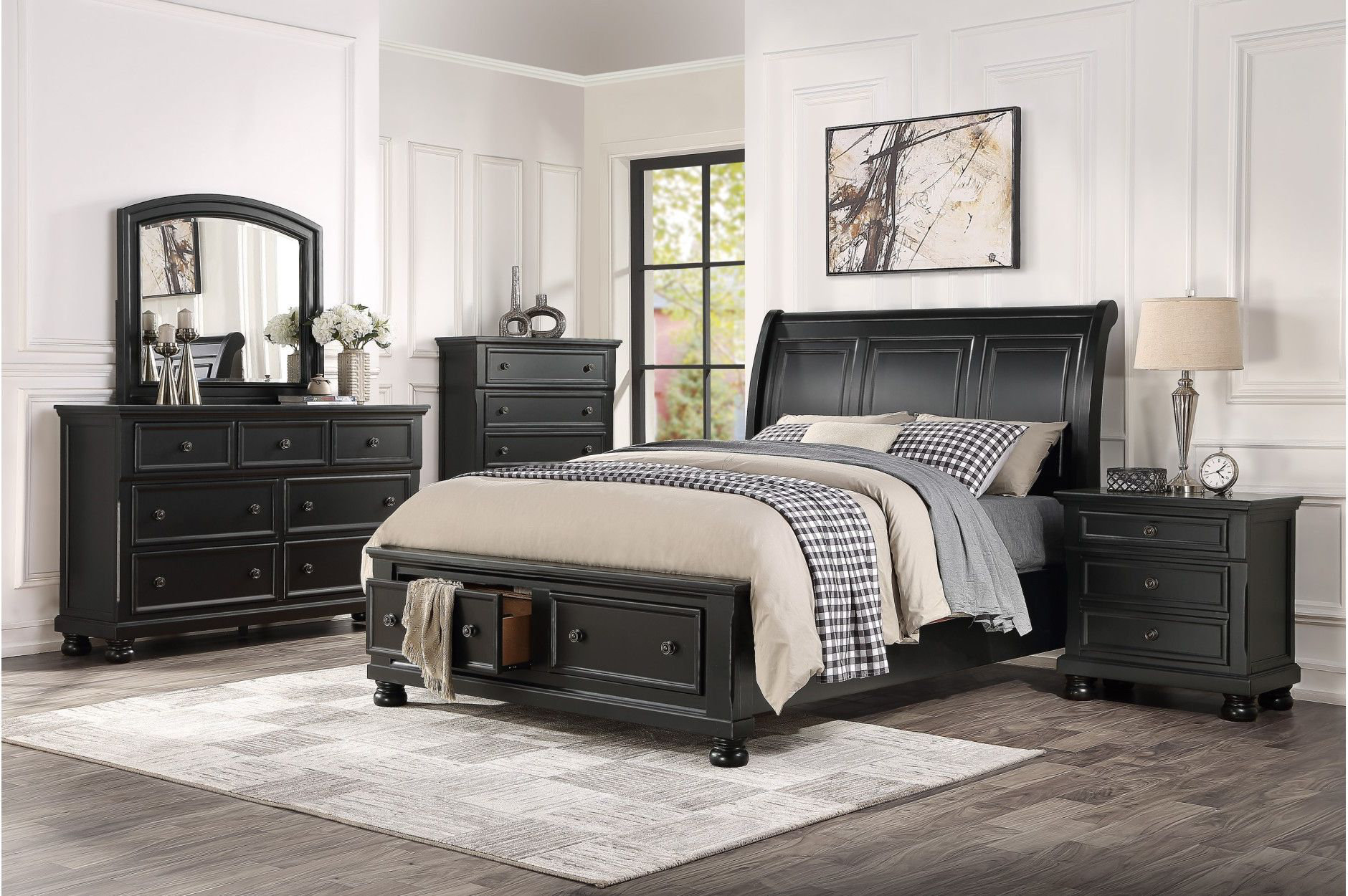 Darby Home Co Lebon Cyb Black Sand-through Finish Bedroom Set 3&3 | Wayfair