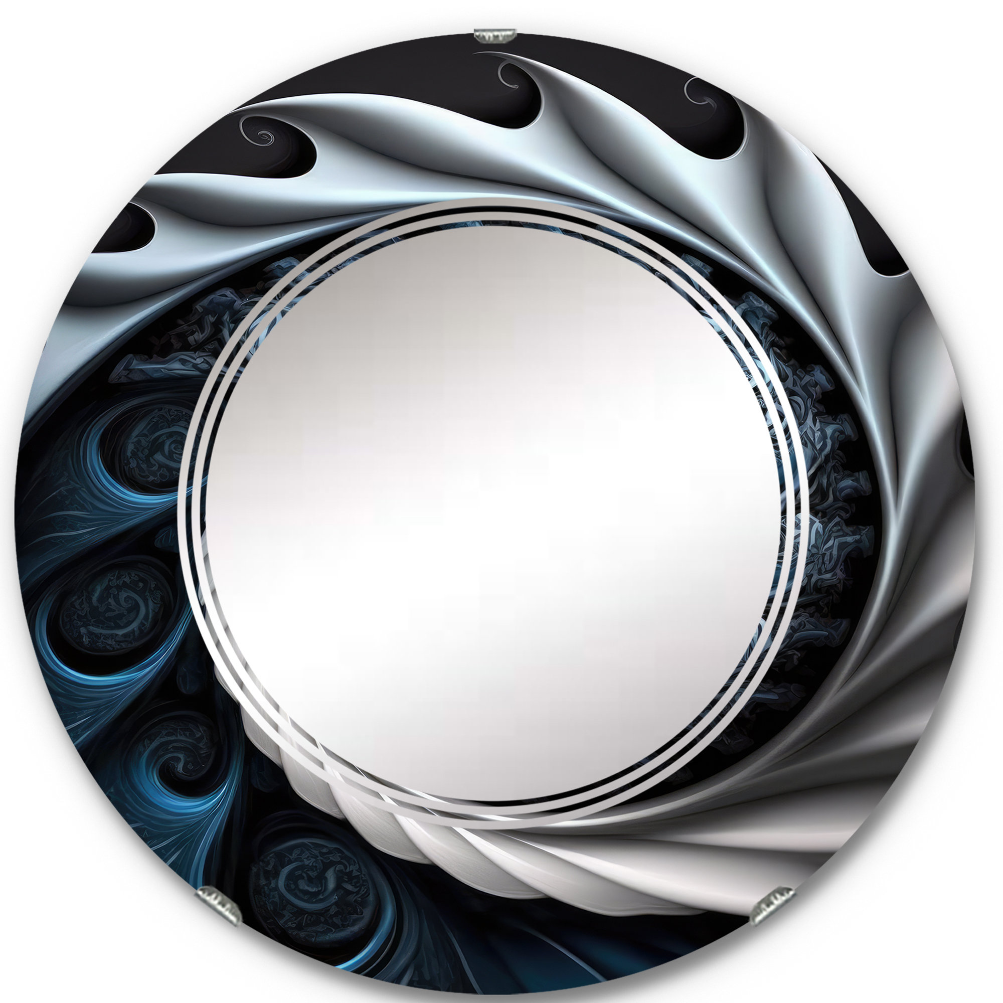 East Urban Home Quiniya Blue And White Stained Liquid Glass II - Modern ...