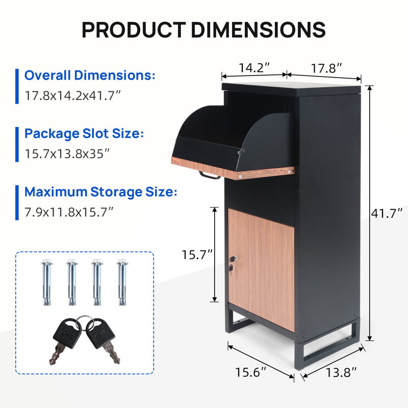 Walsport Freestanding Metal Package Drop Lockable Mailbox Parcel Locker ...