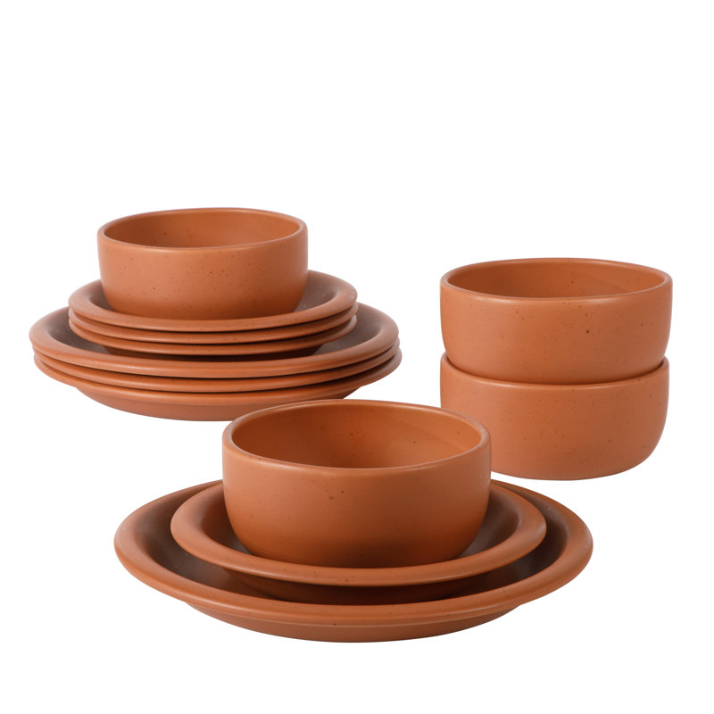 Bloomhouse Corsica Clay 12 Piece Stoneware Reactive Glaze Dinnerware ...