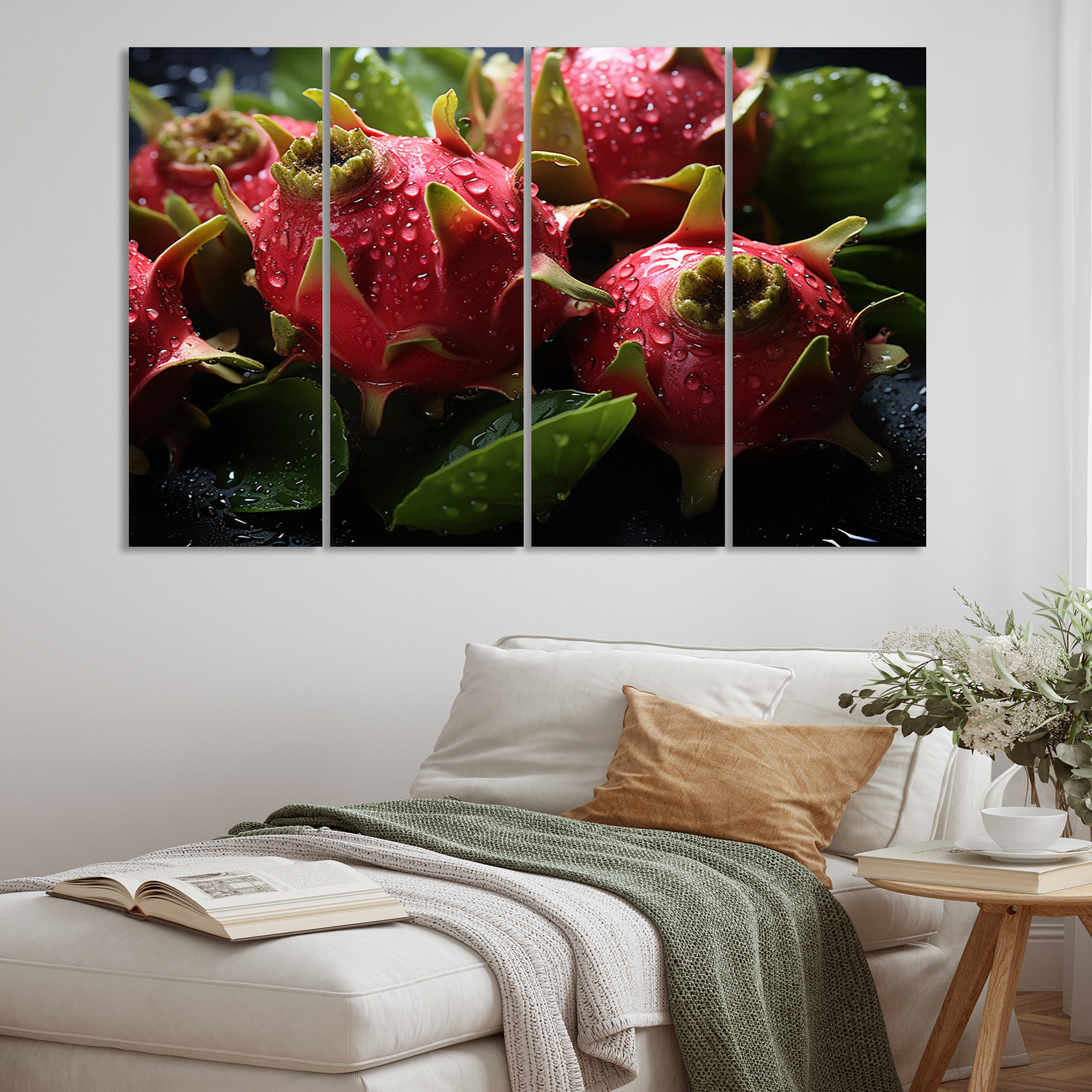 Bay Isle Home™ Seamless Dragon Fruits Background On Canvas 4 Pieces ...