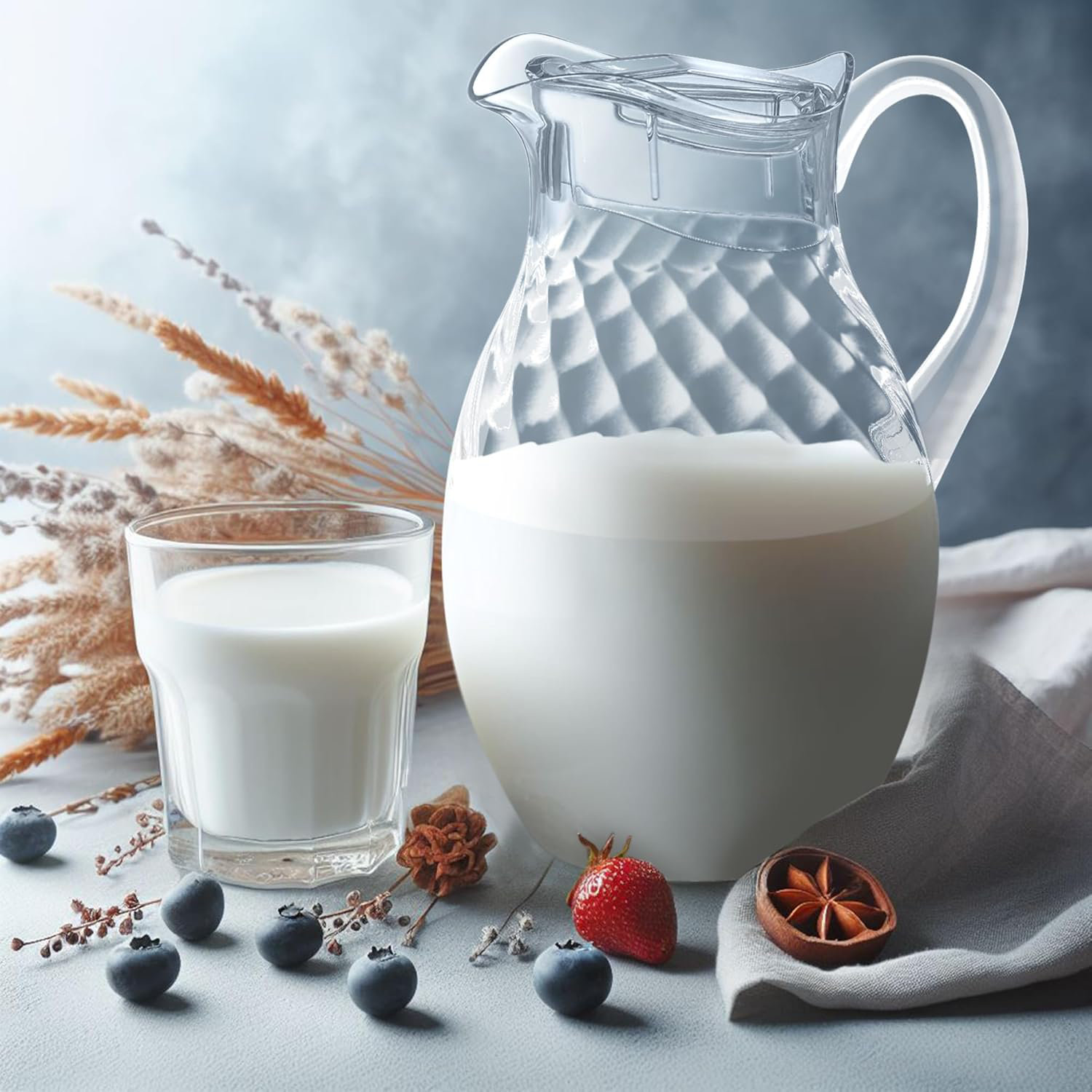 Latitude Run® 96oz (3 Quart) BPA-Free Clear Plastic Pitcher with Lid ...