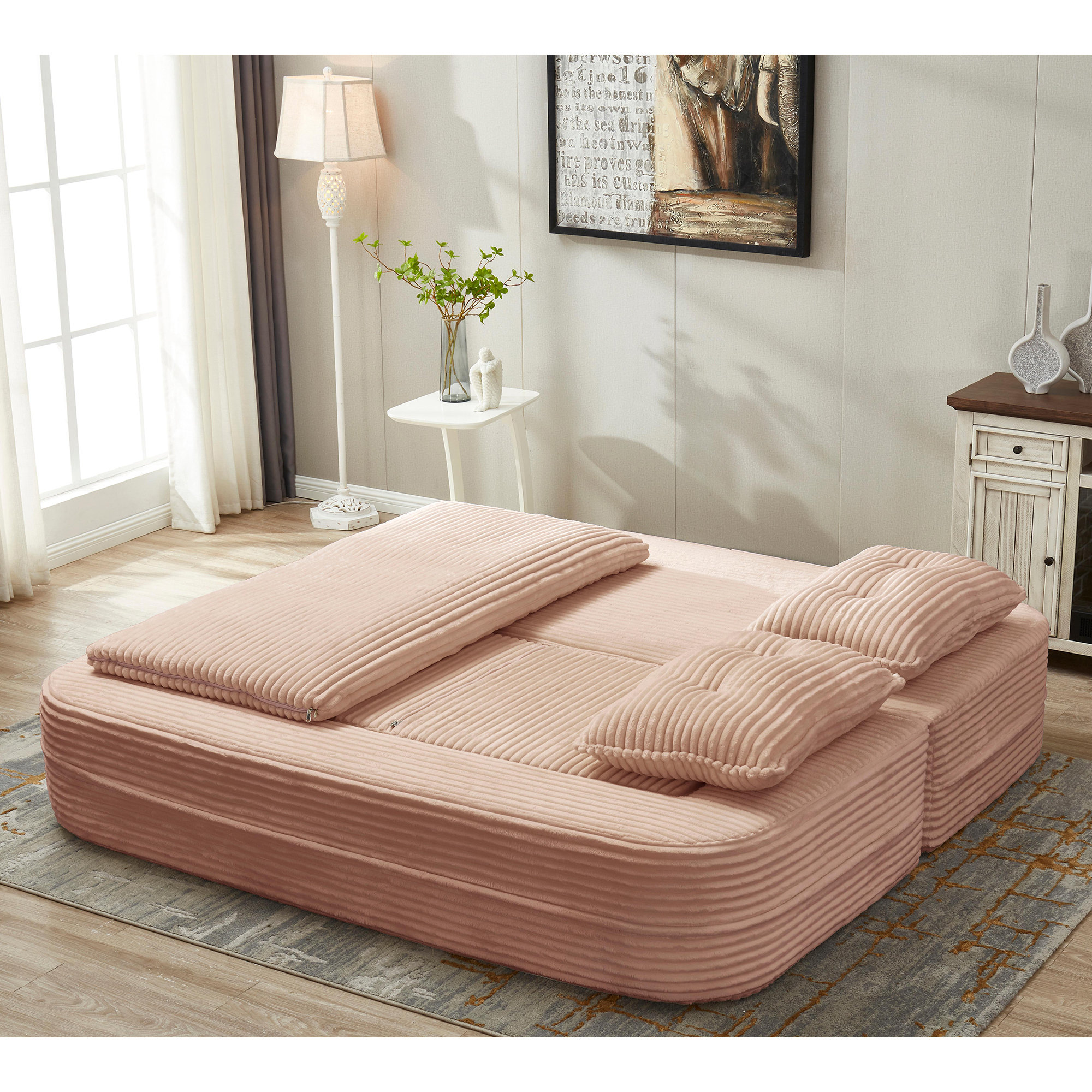 Mercer41 80" King Convertible Sleeper Sofa Bed Corduroy Folding Sofa ...