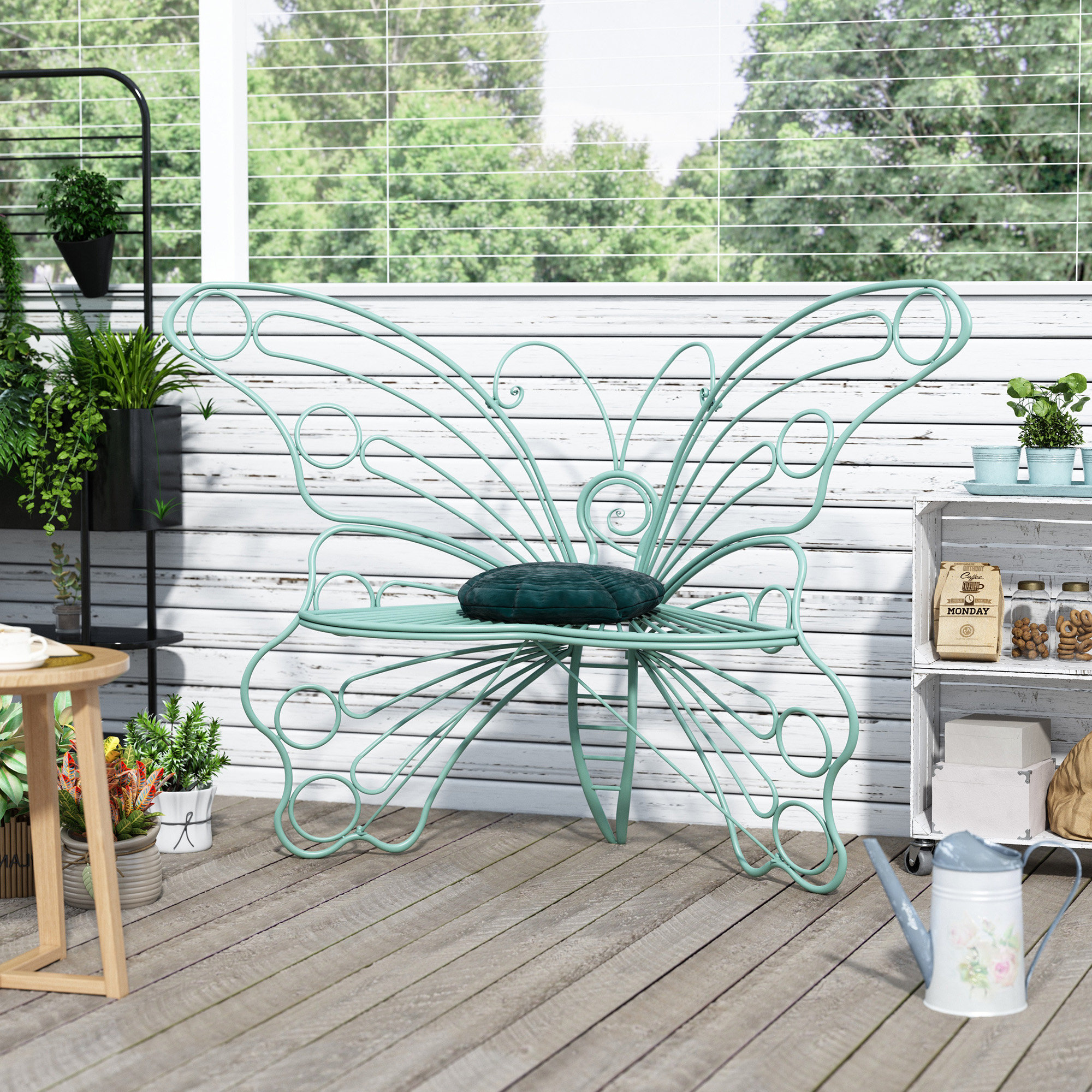 August Grove® Borgus Metal Outdoor Butterfly Chair Lounge Chair ...
