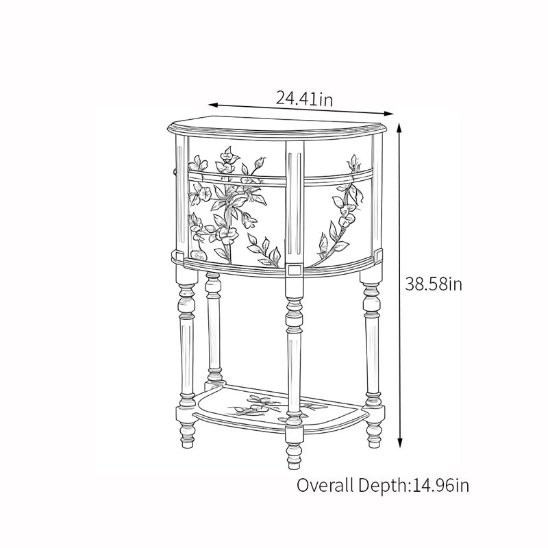 Ruthber Solutions Half-Moon Cabinet with Hand-Painted Accents | Wayfair