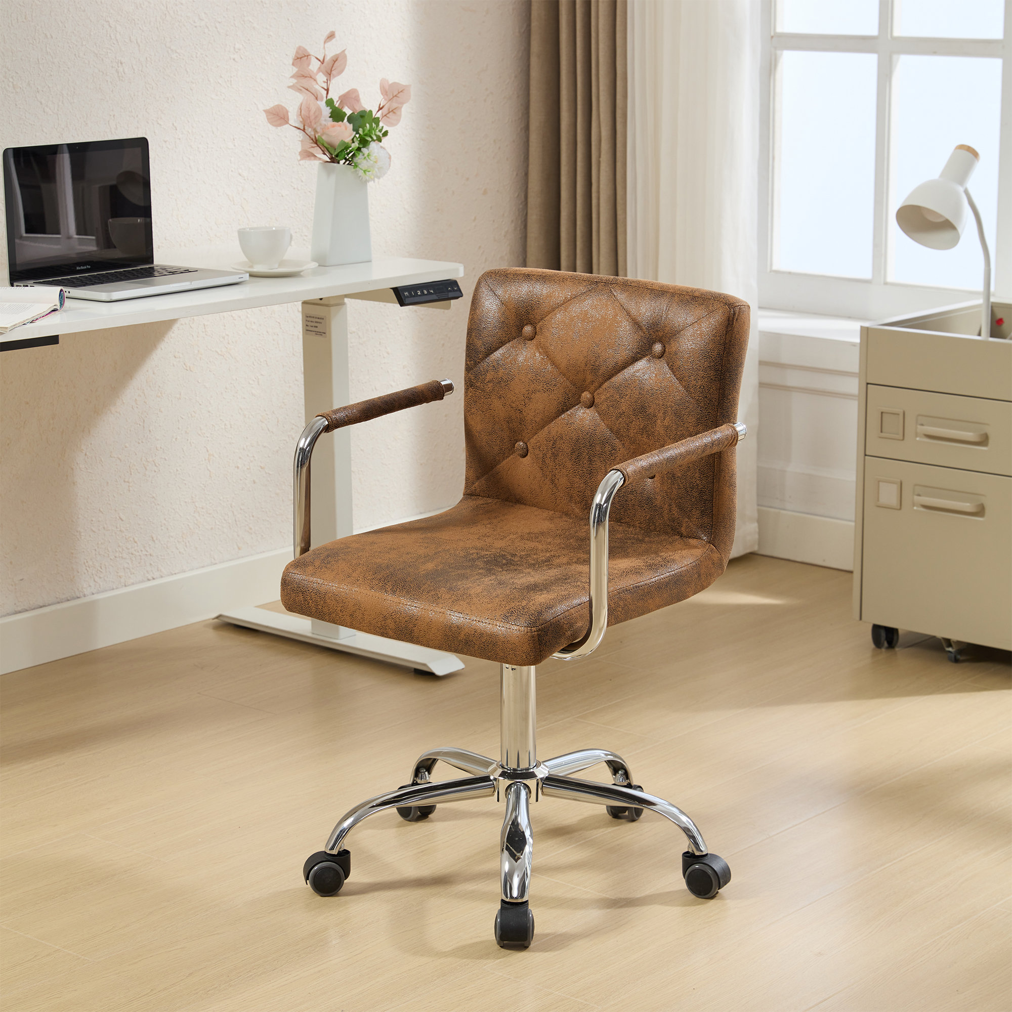 Wrought Studio Tanager Office Desk Chair Home Mid Back Task Chair PU ...