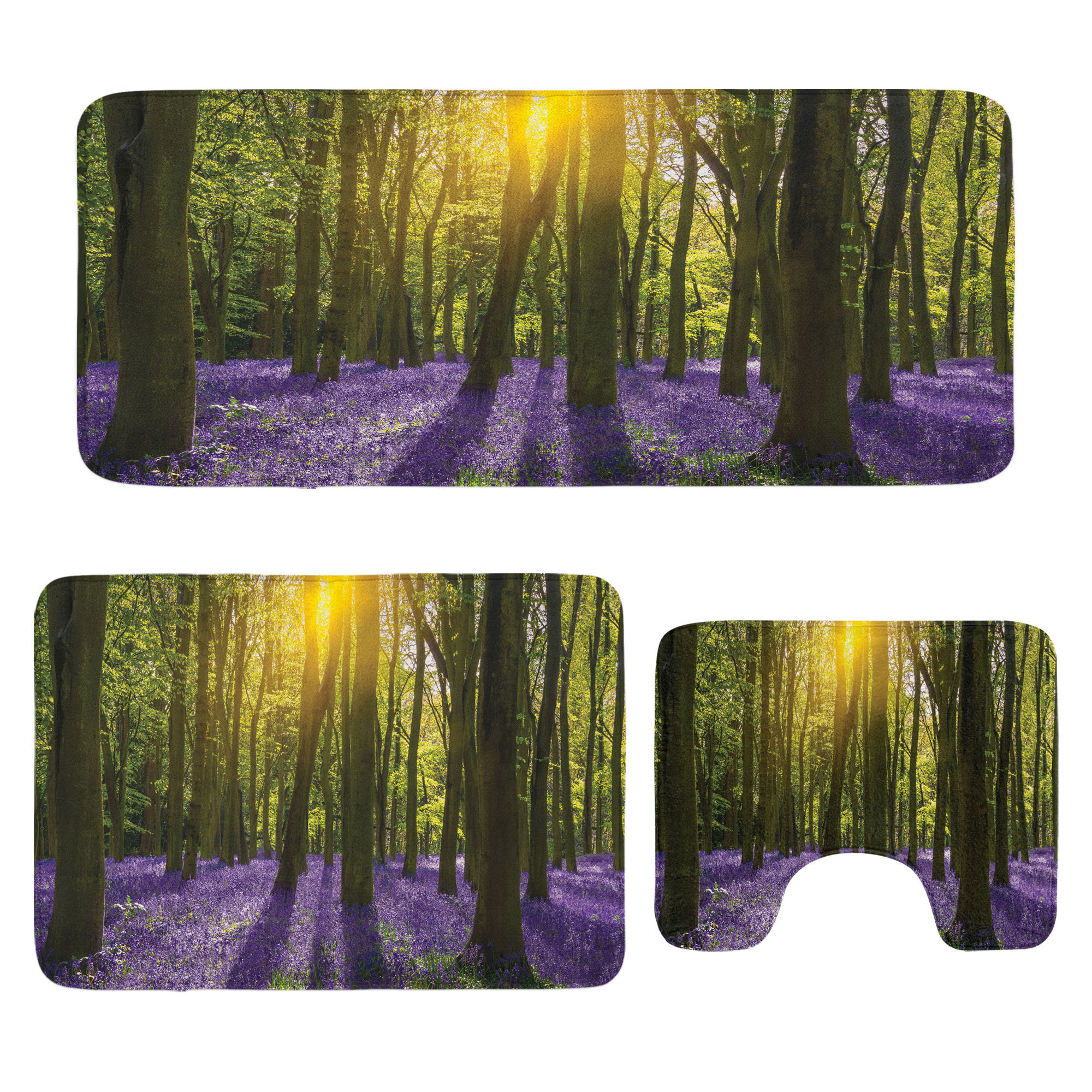 East Urban Home Woodland Bathroom Rug Set 3 Pieces U-Shape & Rectangle ...