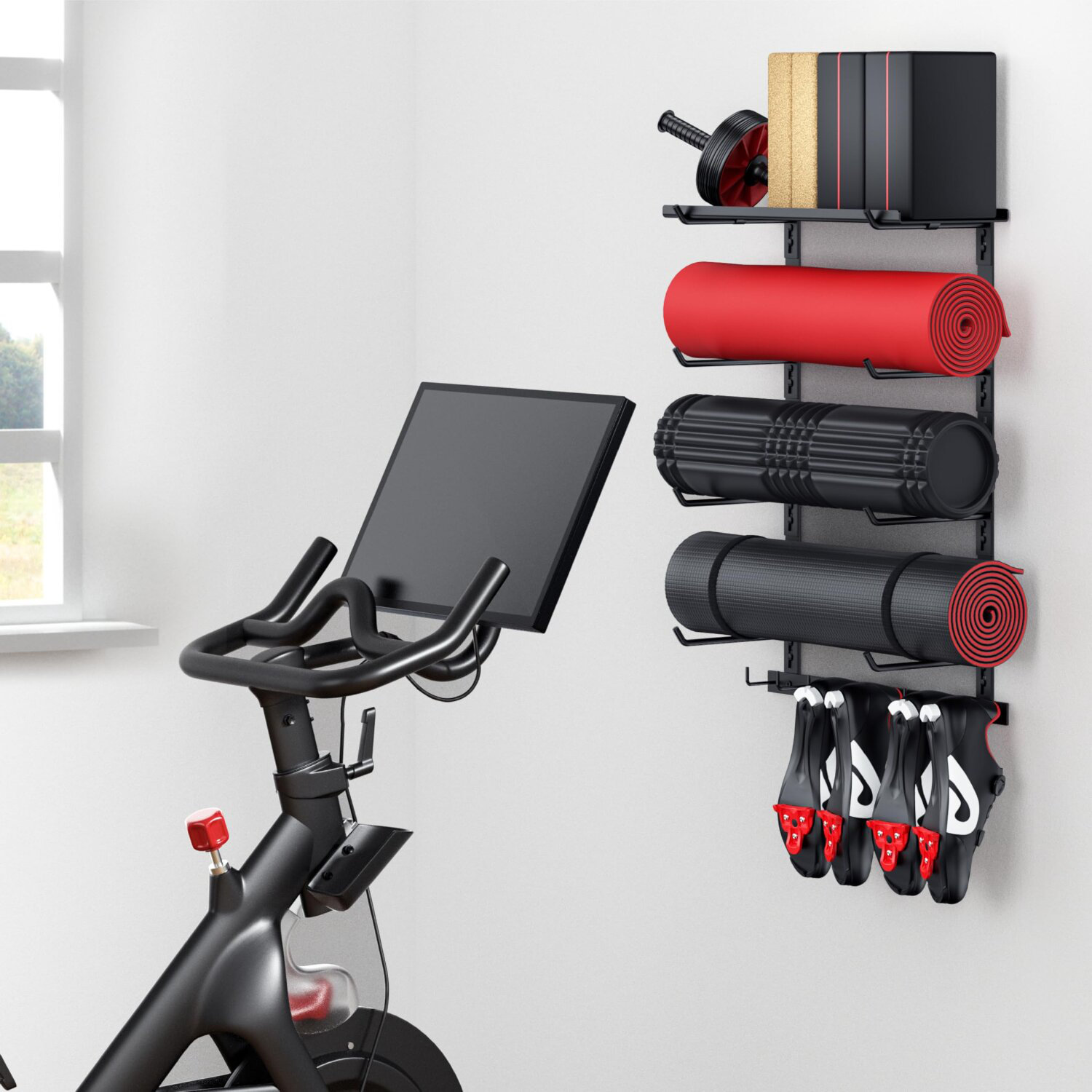 Arlmont & Co. Home Gym Storage Shelf, Yoga Mat Holder, Storage Rack ...