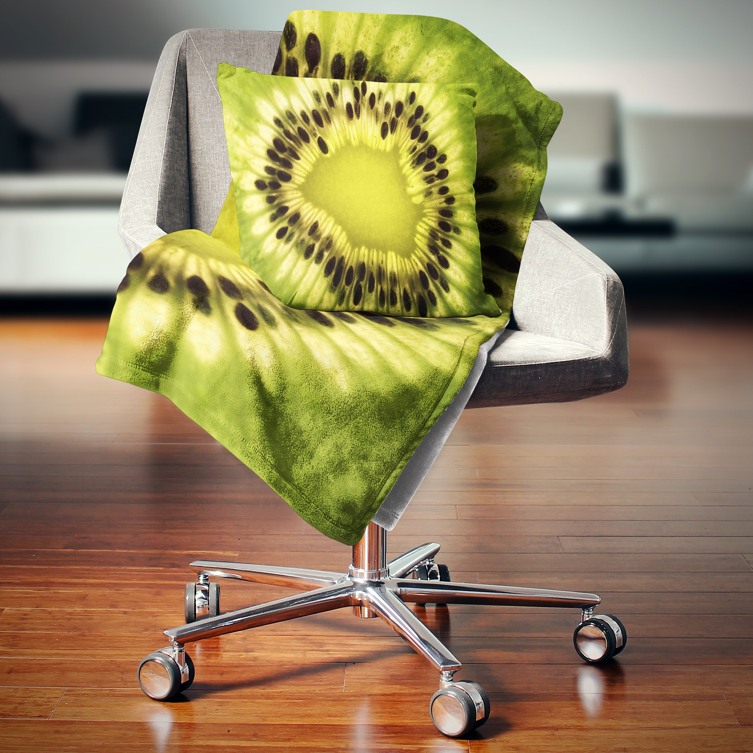 Design Art Green Kiwi Seeds and Inside Pattern - Others Printed Pillow ...