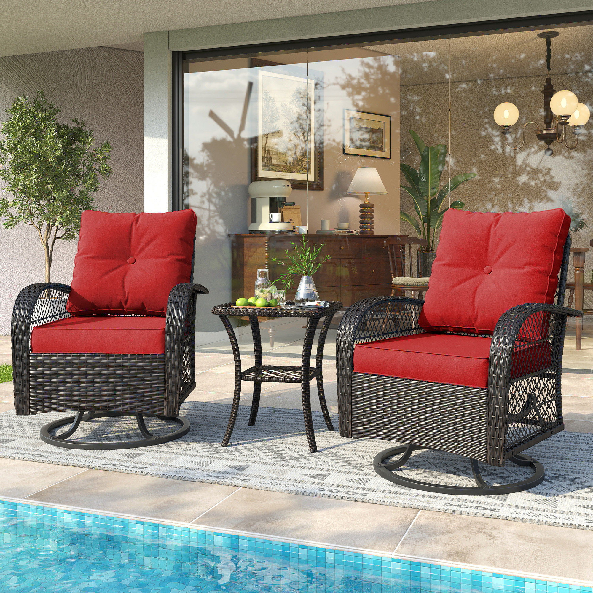 Bayou Breeze Wicker Outdoor Rocking Chairs With Cushions (Set Of 2 ...