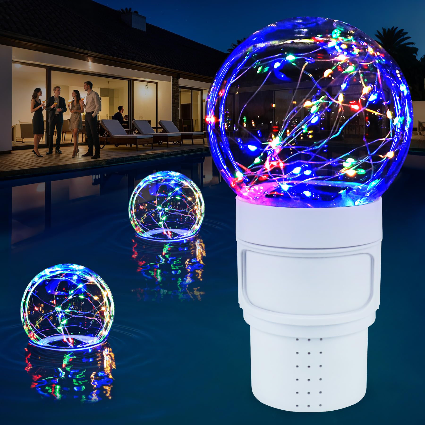 Fashion Finesse 2025 Upgraded Pool Chlorine Floater With Colorful Light ...