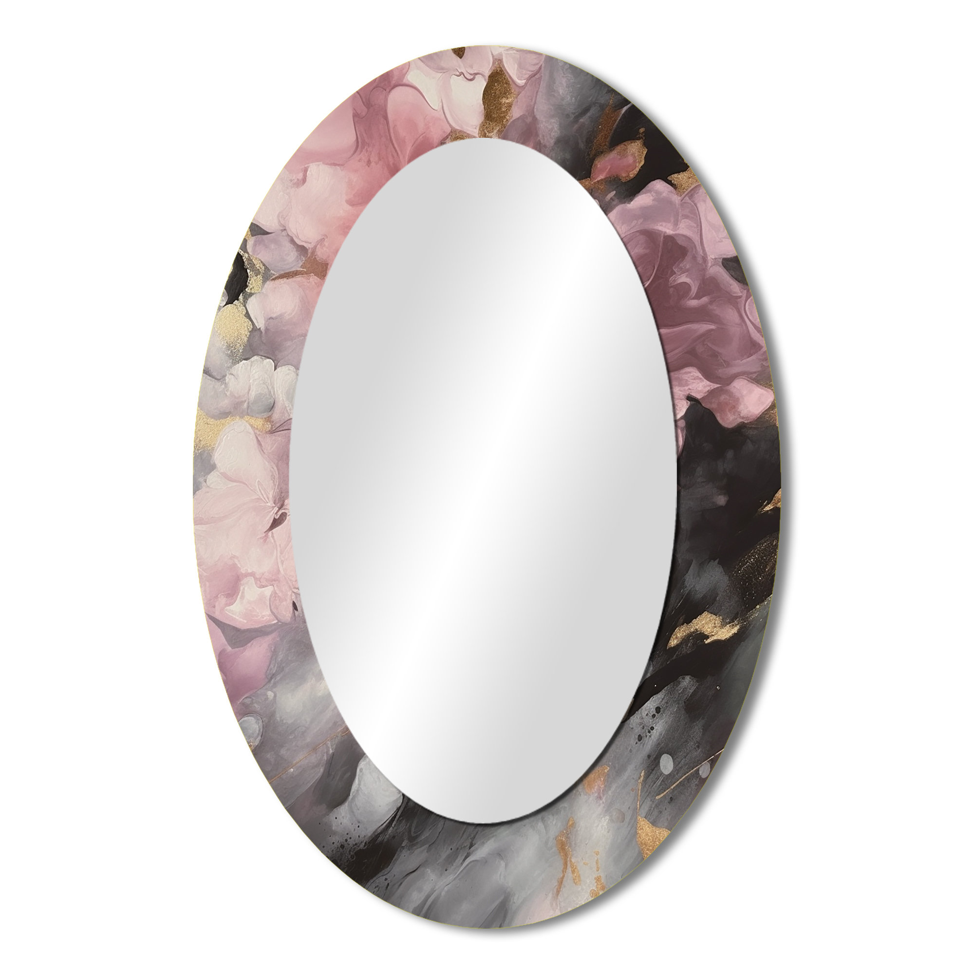 Astoria Grand Pink Hydrangea Blooms - Traditional Oval Wall Mirror ...