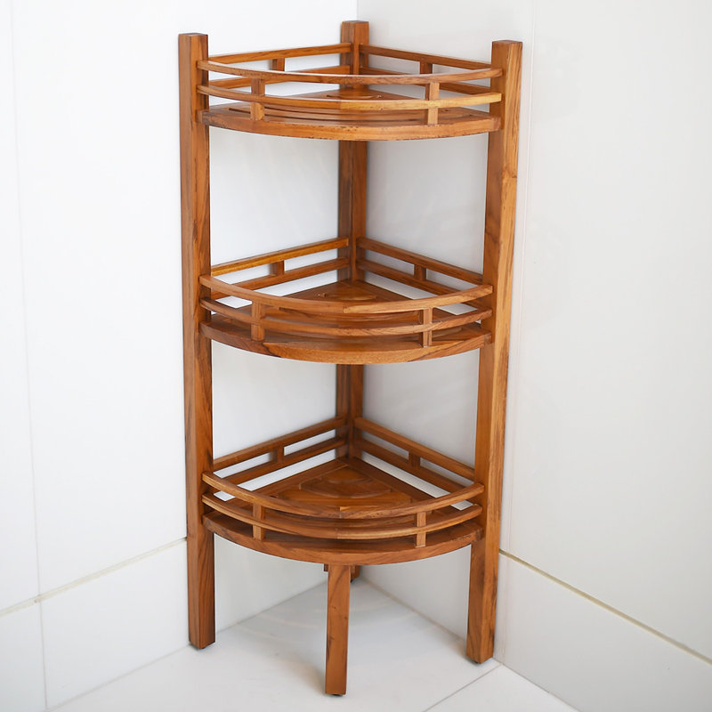 Highland Dunes Knudsen Solid Wood Free Standing Bathroom Shelves ...