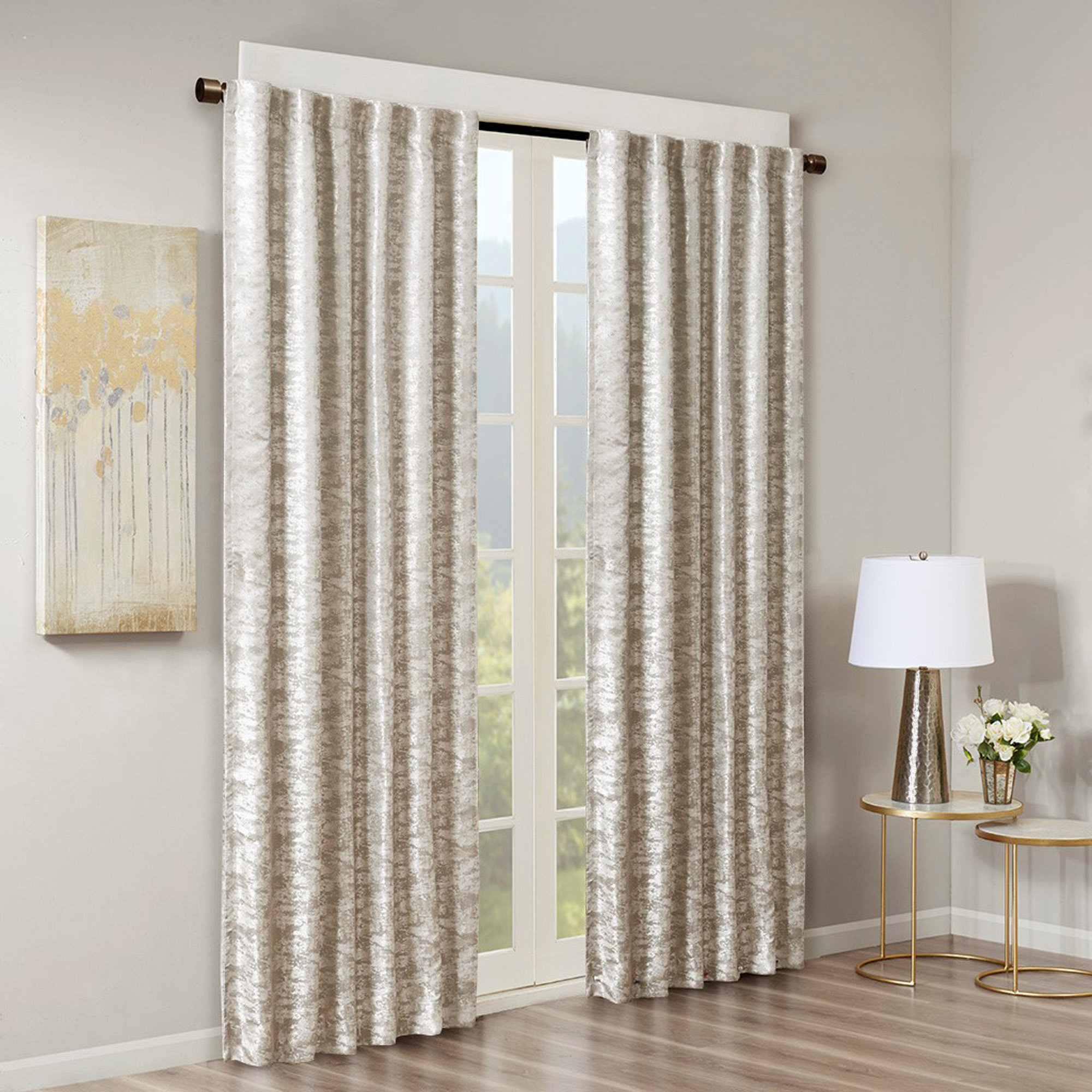 ExpressThrough Jacquard Lined Blackout Rod Pocket Tab Curtain Panel ...