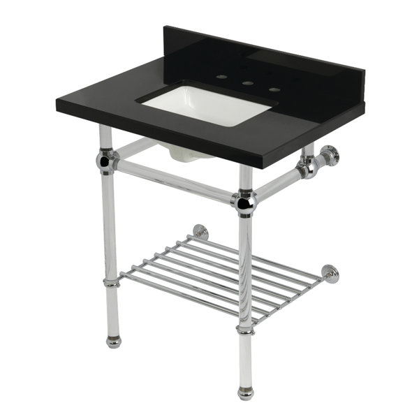 Kingston Brass Templeton 30-Inch Black Granite Console Sink with ...