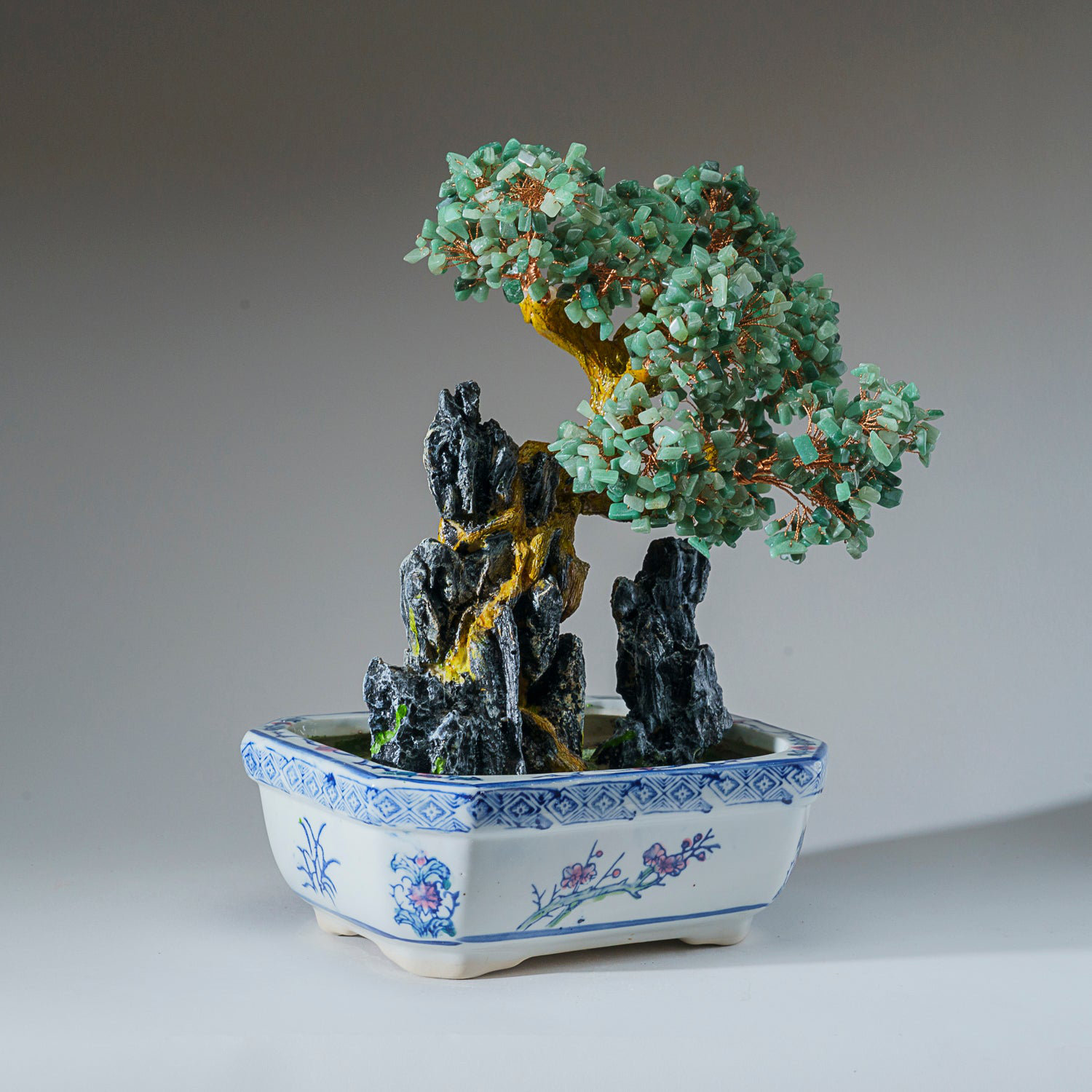 Astro Gallery of Gems Genuine Green Aventurine Bonsai Tree in Square ...