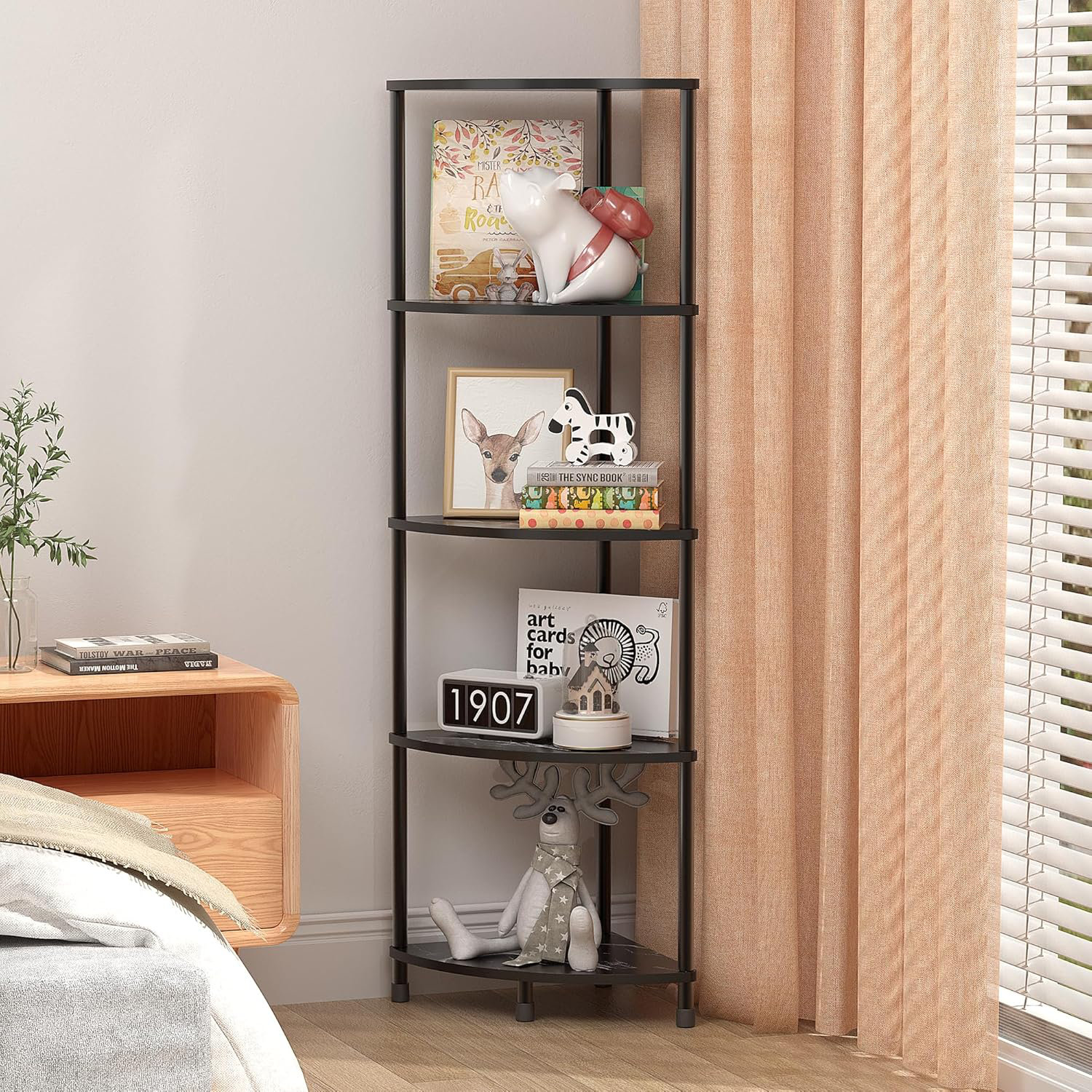 Rebrilliant 5 Tier Corner Bookshelf Display Book Shelf Corner Shelf ...