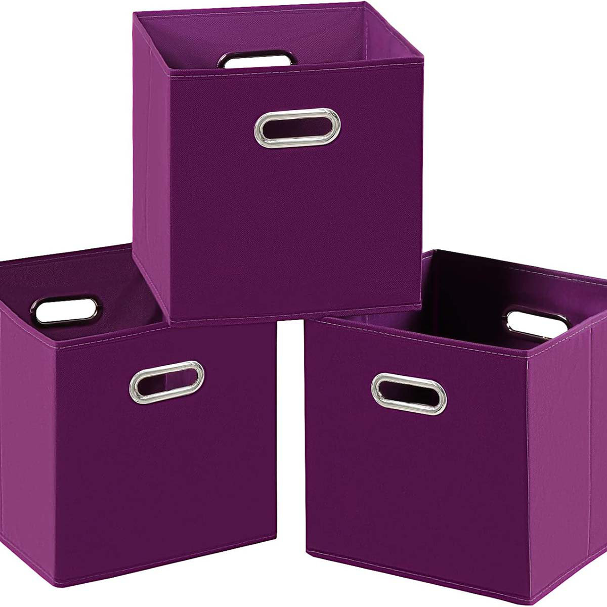 KINOFO Fabric Cloth Storage Bins,Fabric Cube Bins Organizer With Dual ...