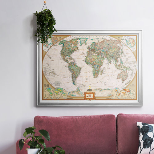 Lark Manor Executive National Geographic Travel Map Framed On Canvas by ...