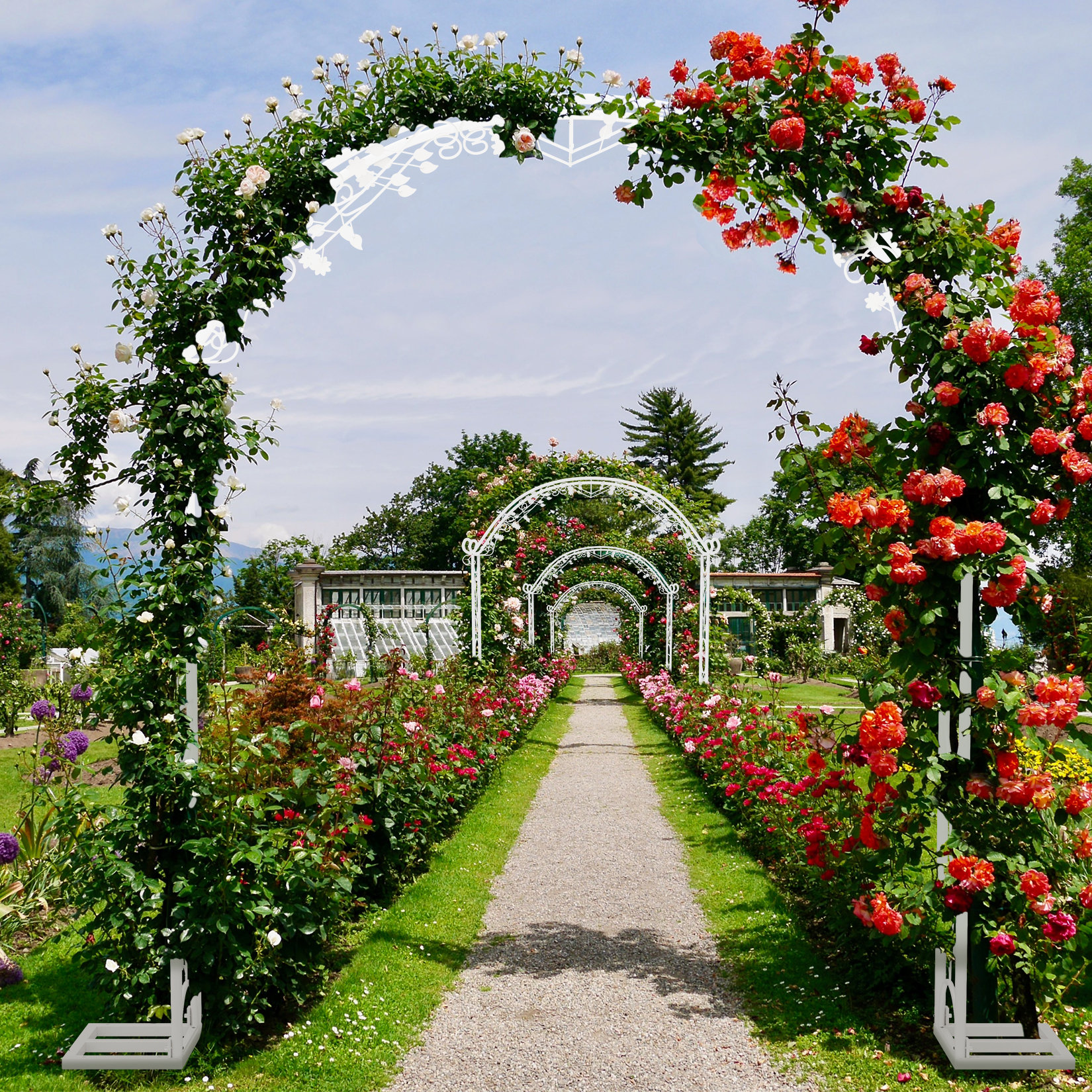 LUVODI Large Wedding Arch Backdrop Stand Metal Arch Frame in White ...