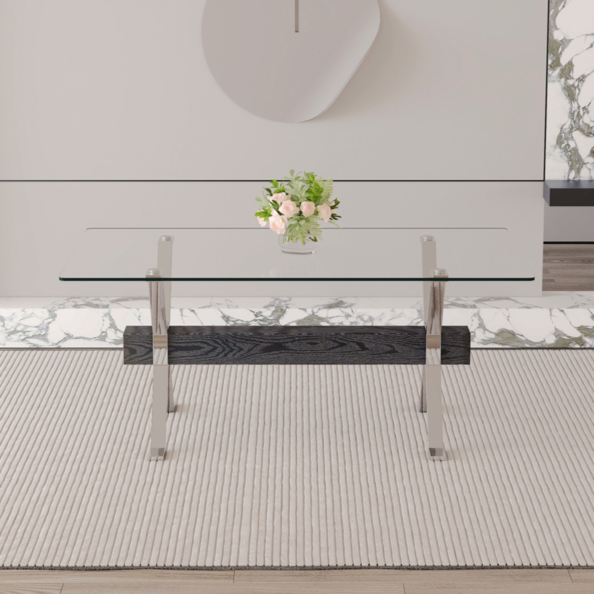 George Oliver Dining Table. Modern Tempered Glass Dining Table. Large ...