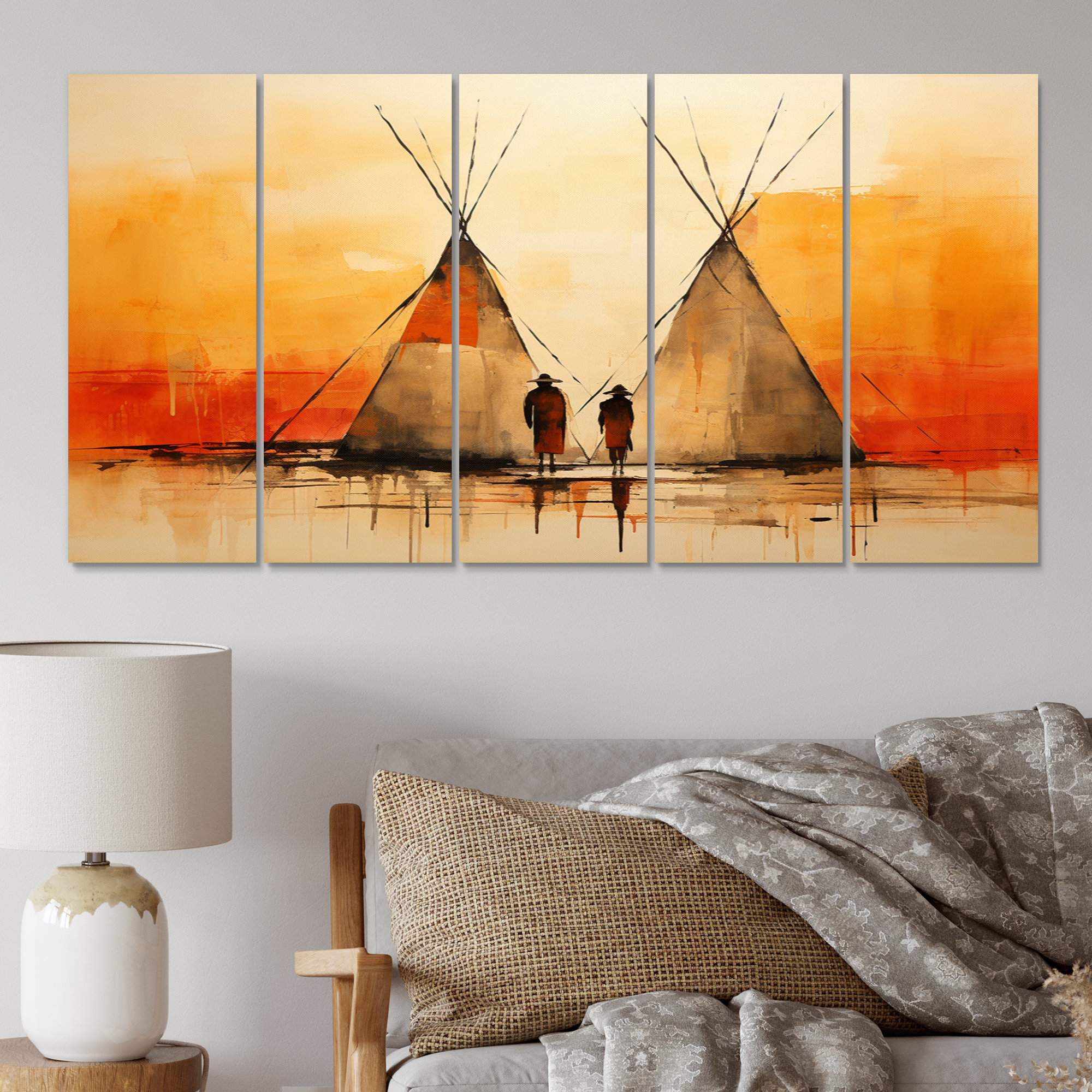 Union Rustic Yellow Native Tipi Rhythms Collage II 5 Pieces | Wayfair